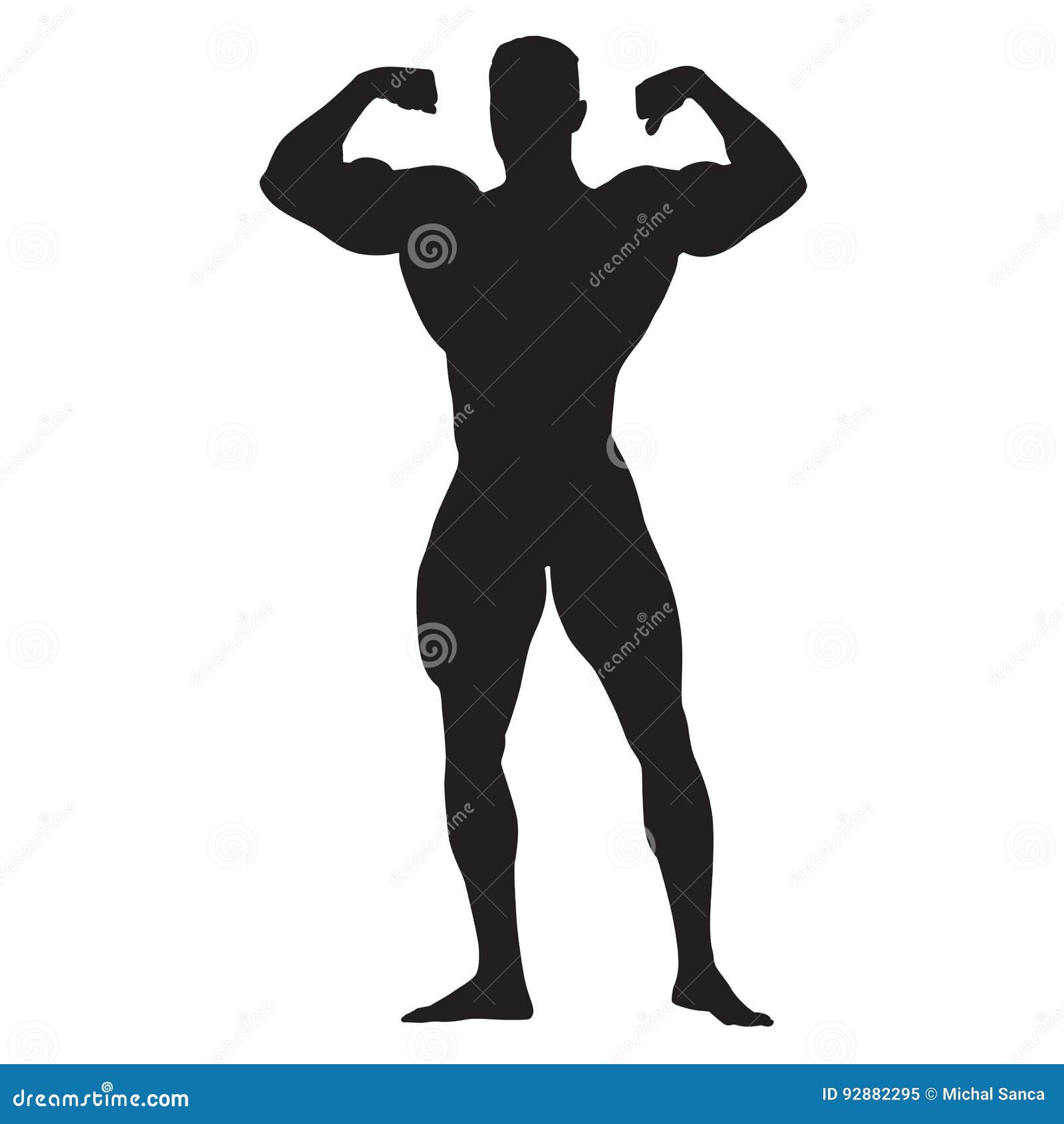 Bodybuilder In Front Double Biceps Pose. Vector Illustration ...