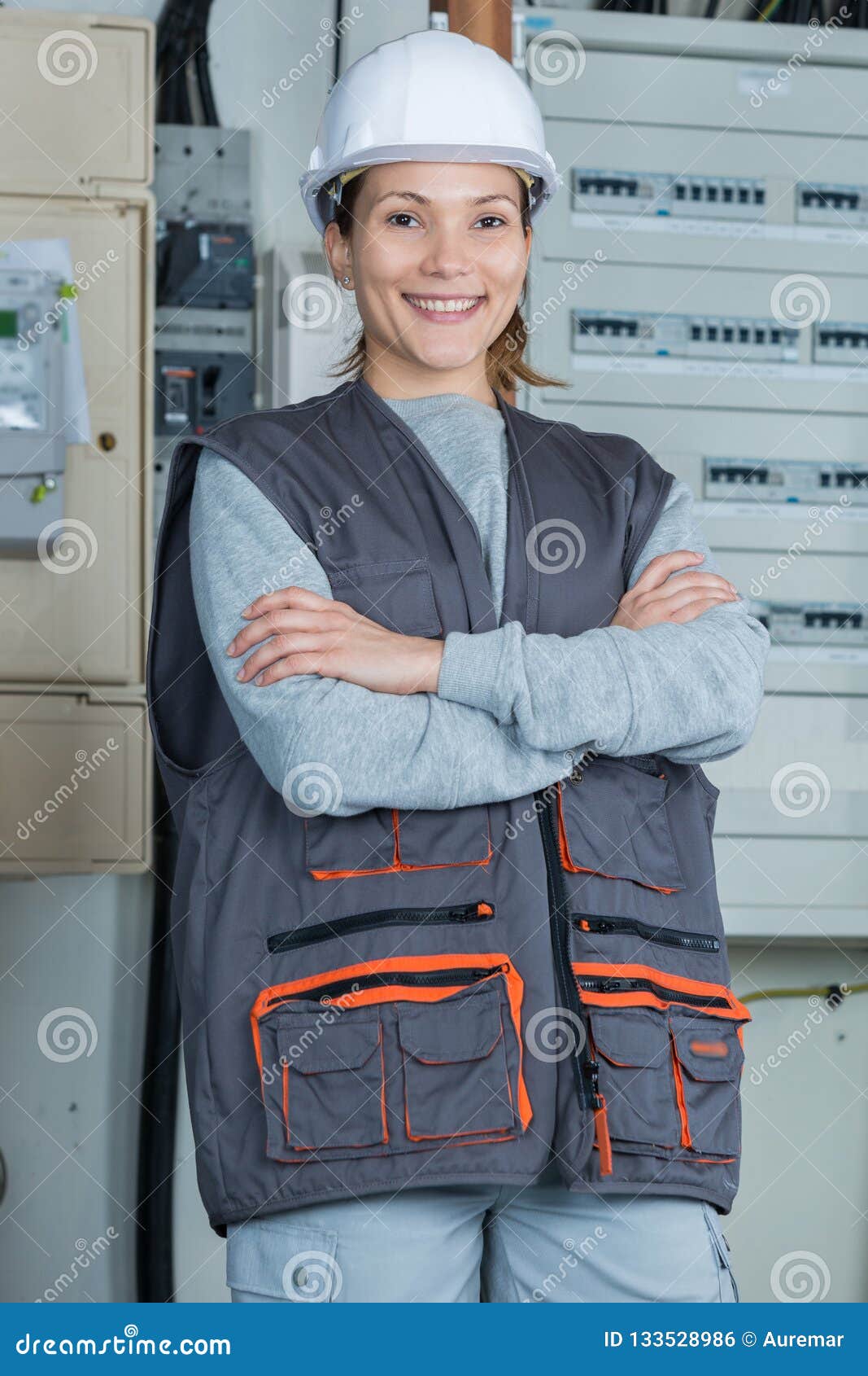 Posing beside a panel stock photo. Image of link, work - 133528986