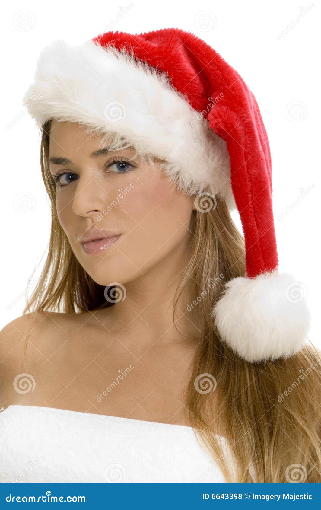 Posing lady with santa cap stock photo. Image of mature - 6643398
