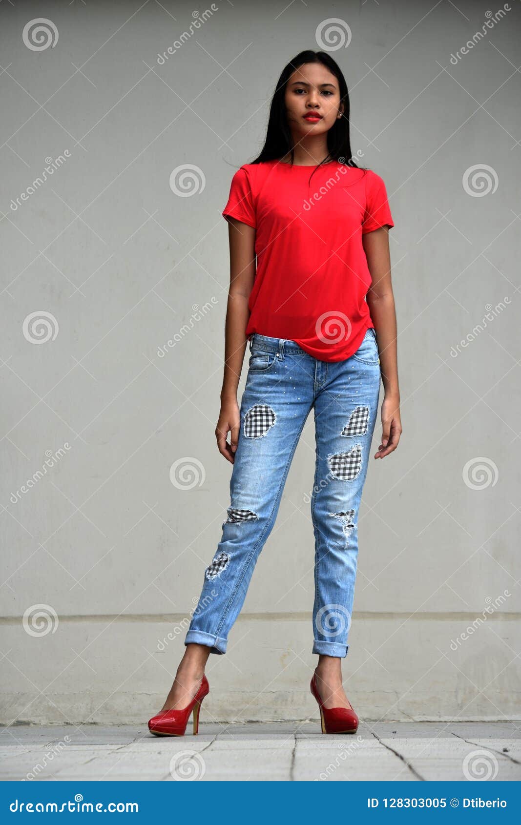 Posing Teen Girl Standing stock image. Image of adolescent - 128303005