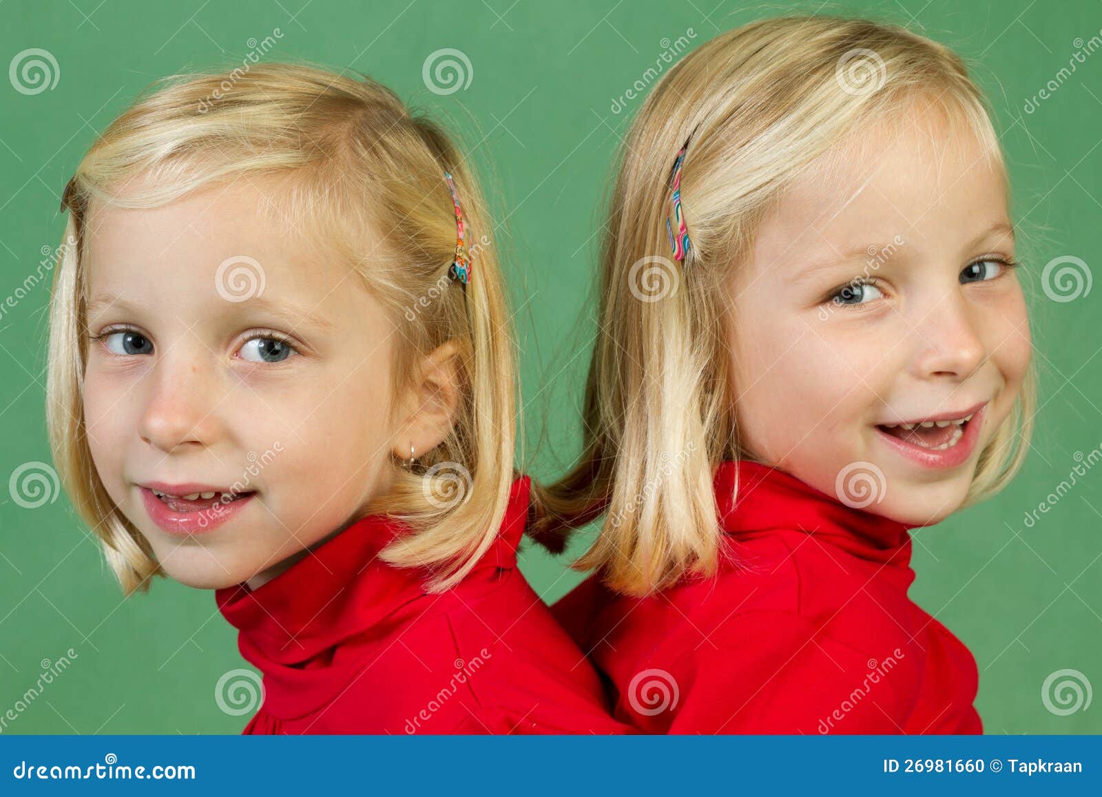 Posing twins stock photo. Image of green, portrait, fine - 26981660