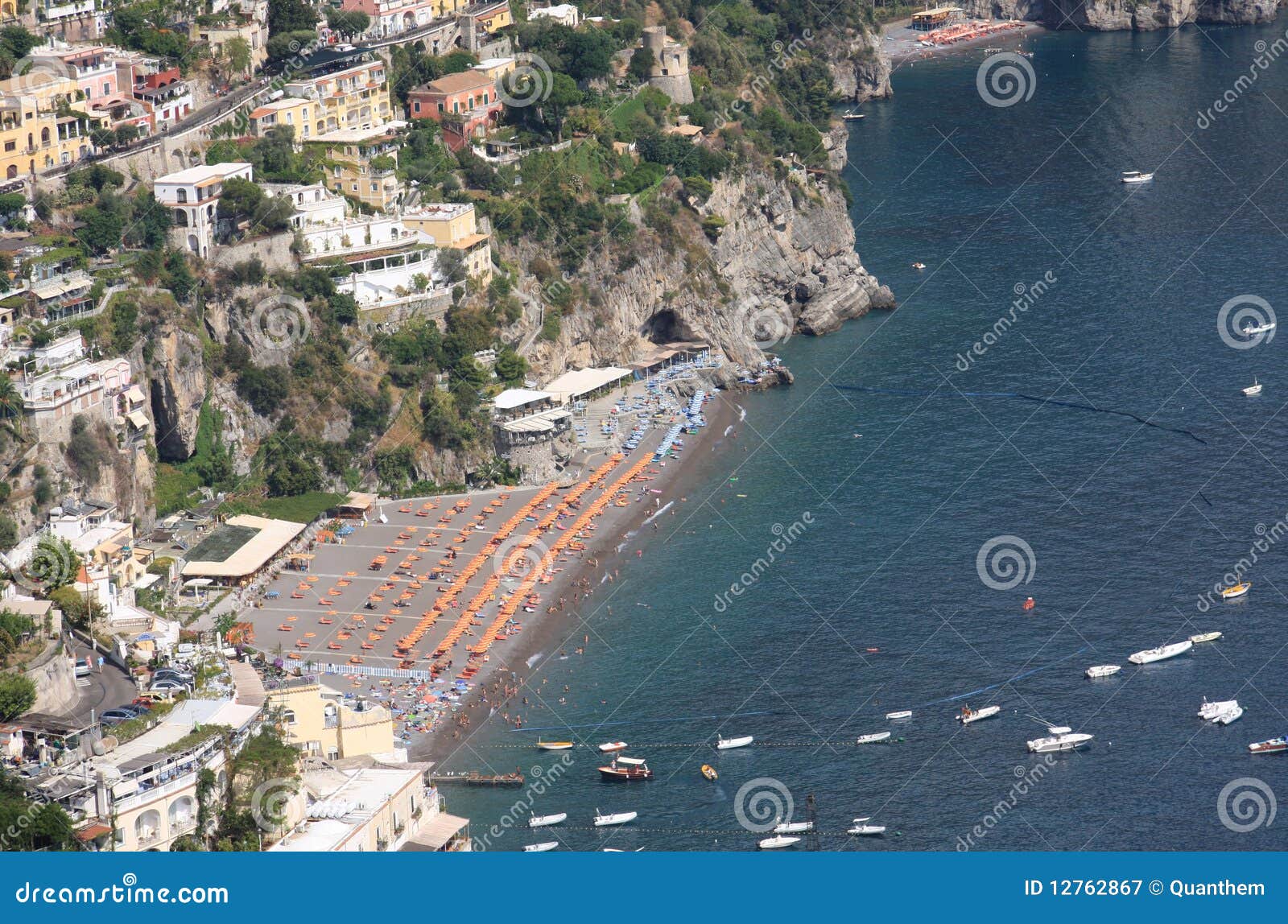 Positano beach stock image. Image of amalfi, rocky, seascape - 12762867