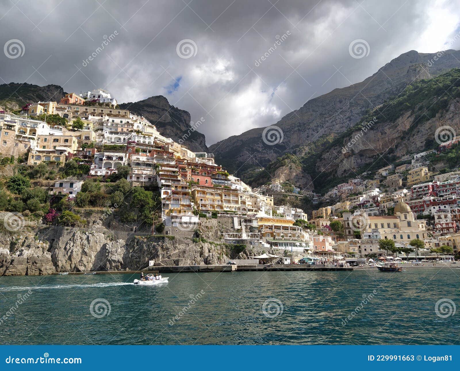 Positano Coast in Naples,Italy Stock Image - Image of naples, pier ...