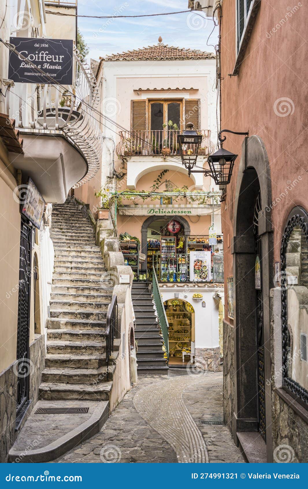 View of a Typical Positano Street Editorial Photo - Image of tasso ...