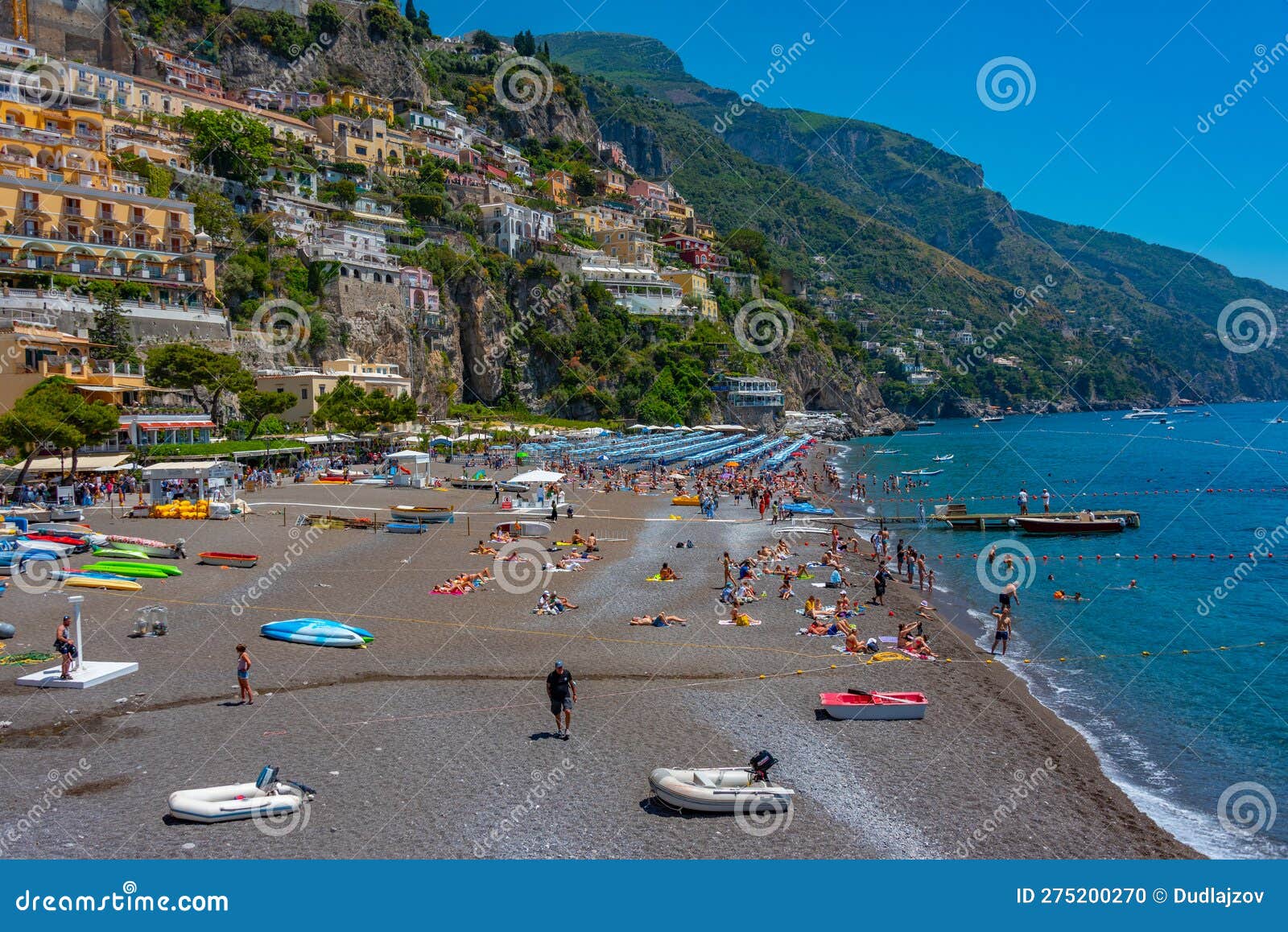 Positano, Italy, May 21, 2022: Sunny Day on the Positano Beach ...
