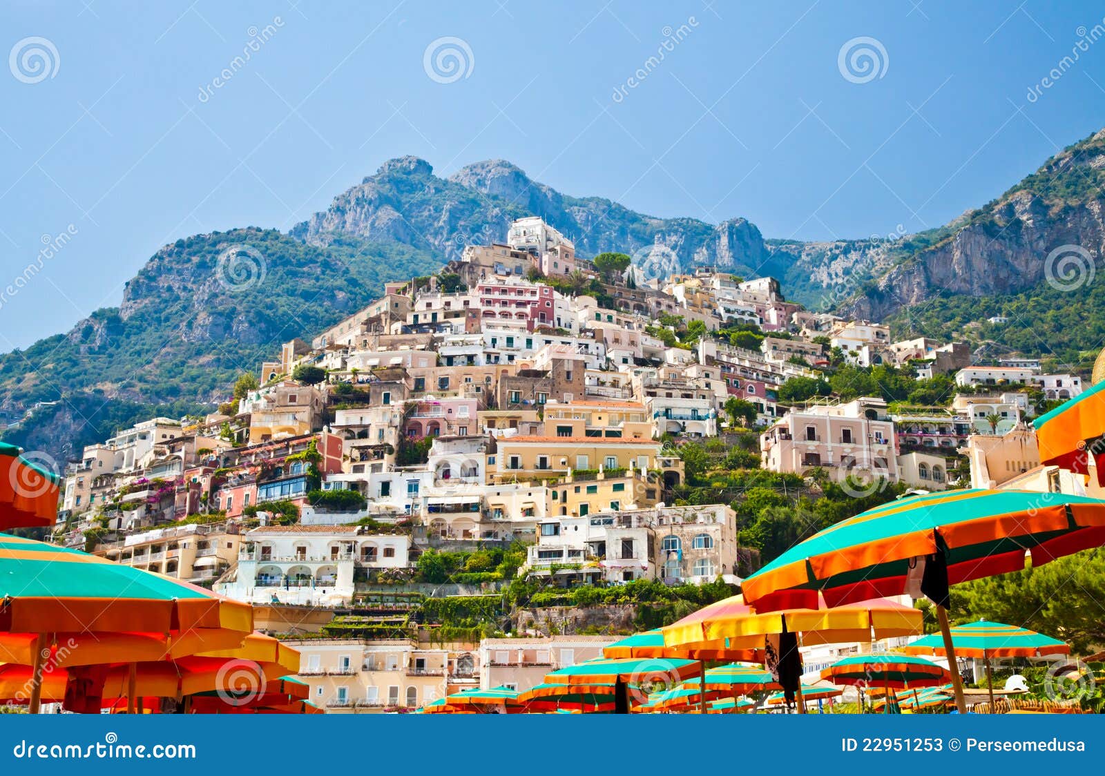 Positano view stock image. Image of coast, mountain, culture - 22951253