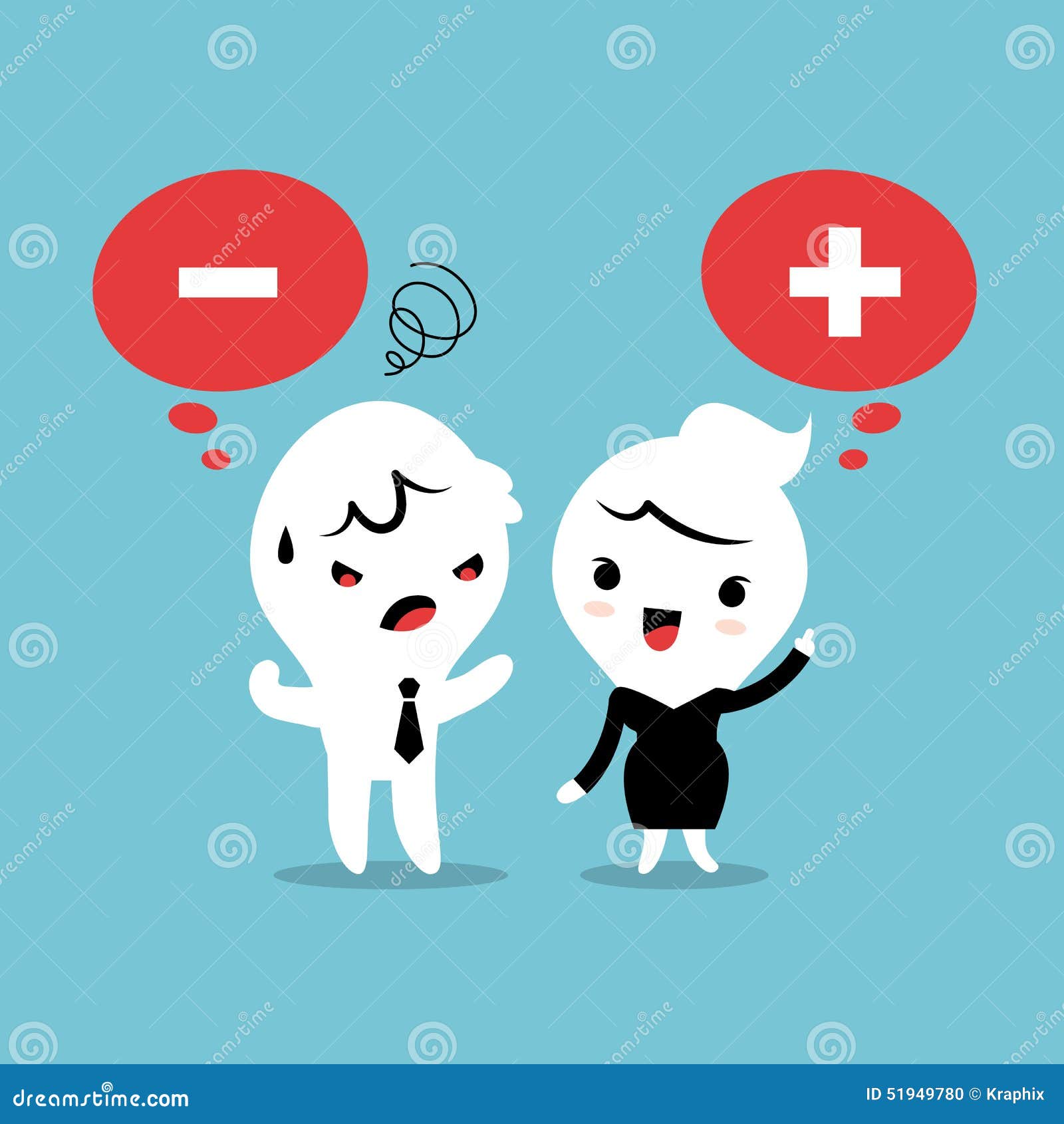 Positief En Negatief Het Denken Beeldverhaal Vector Illustratie ...