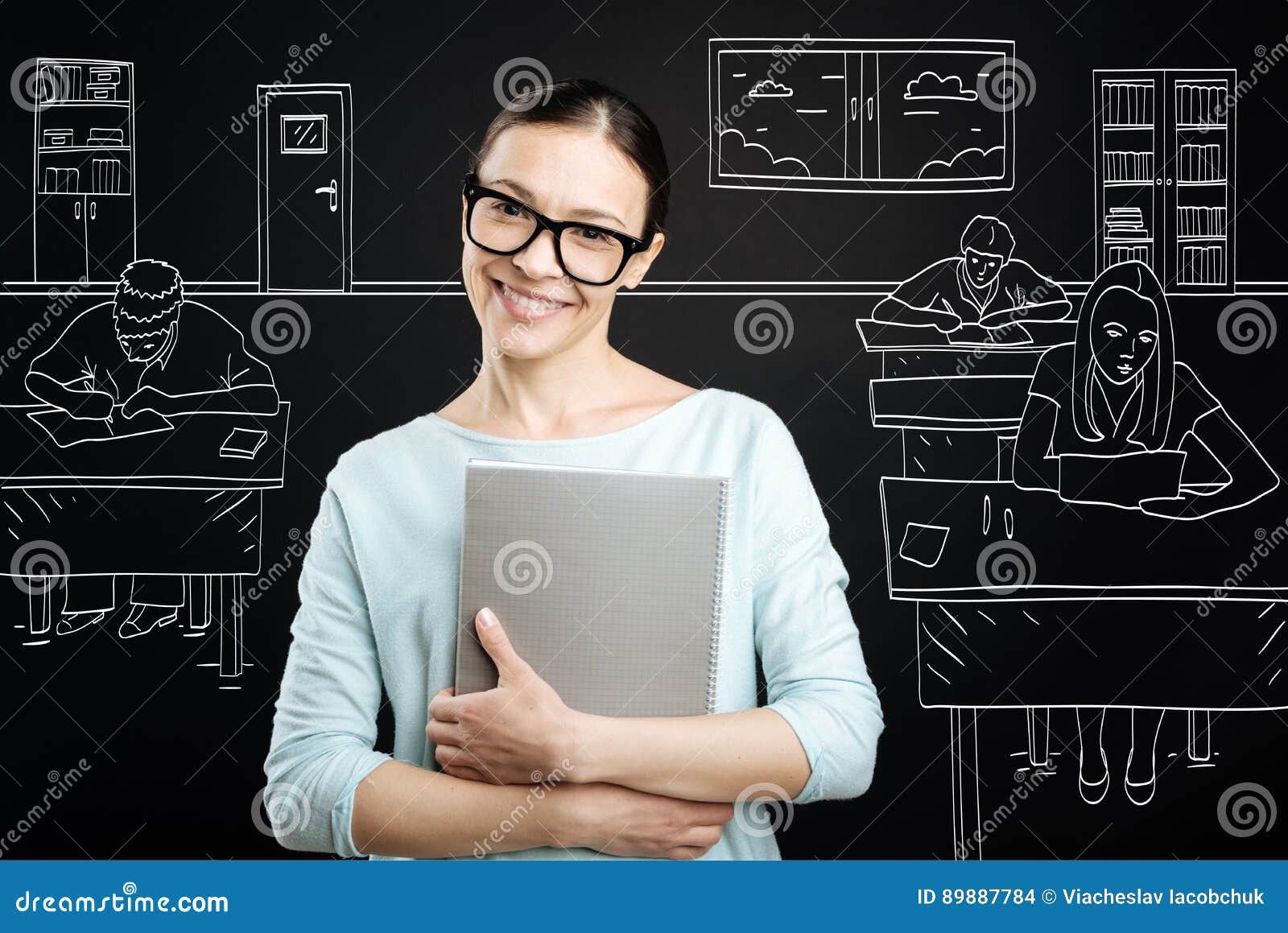 Positieve Professionele Leraar Die Op School Werken Stock Foto - Image ...