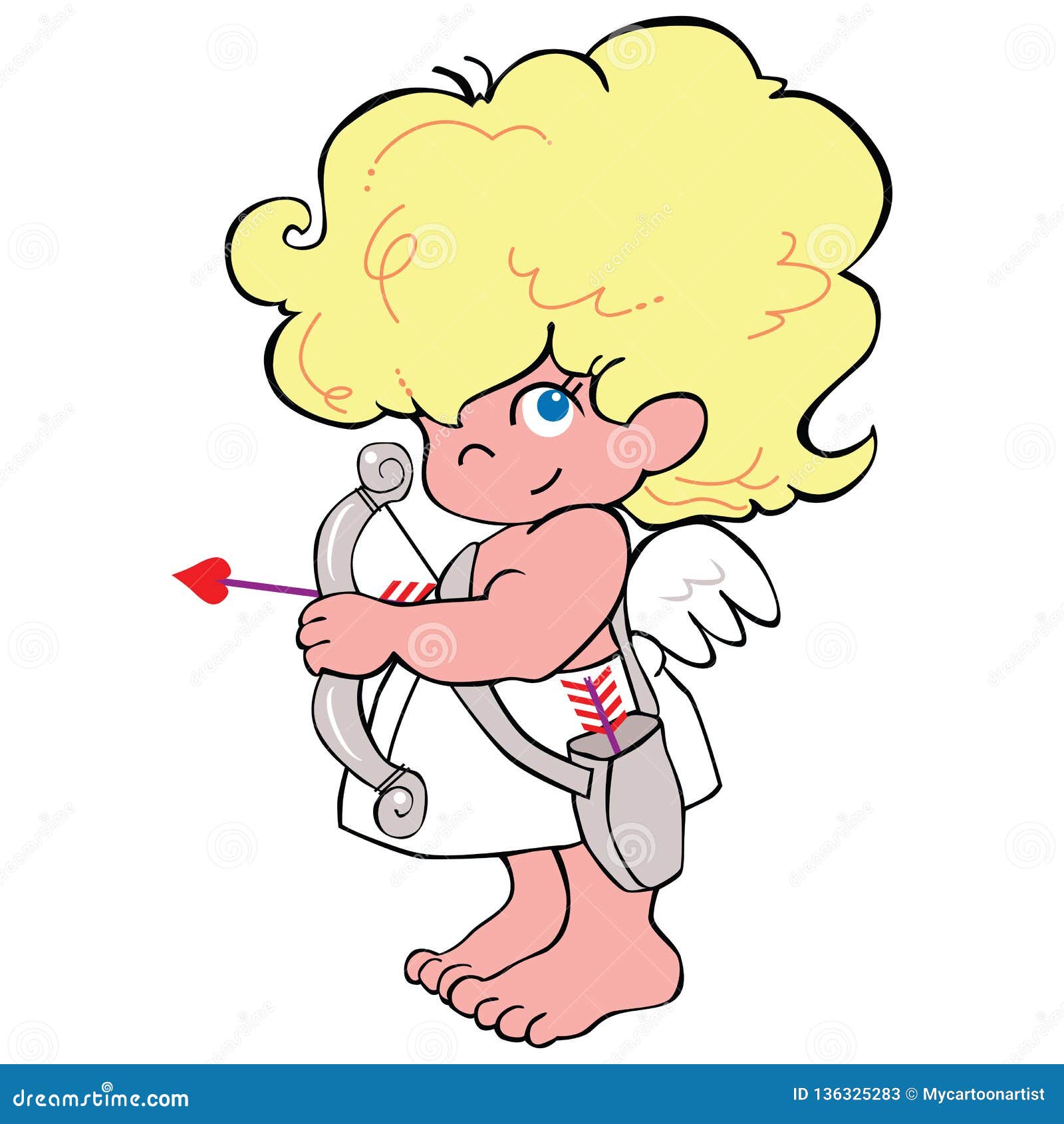 Position De Dessin De Cupidon Avec Le Tir à L'arc Illustration Stock ...