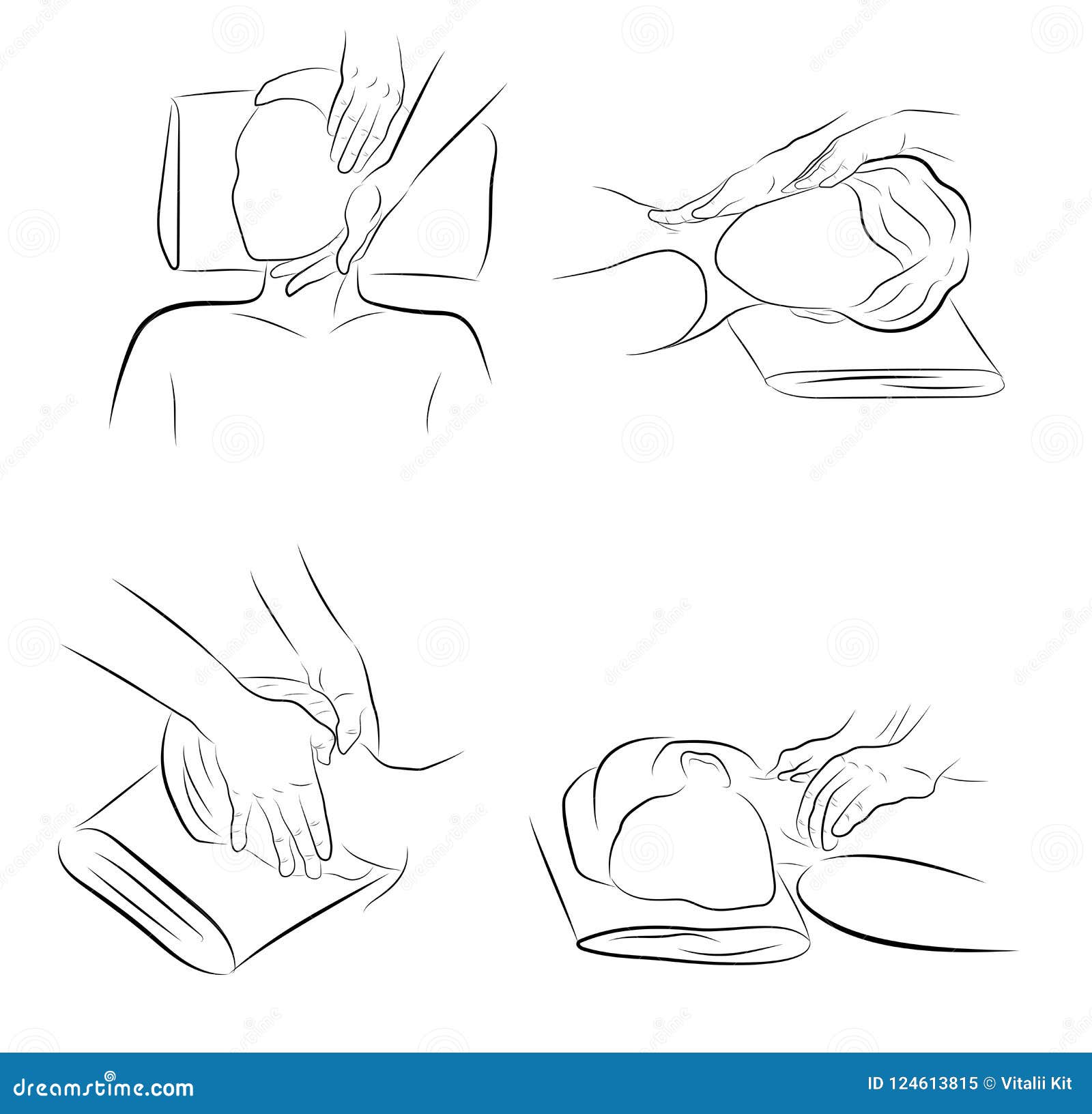 Spine Movements With Flexion, Extension And Rotation Poses Outline ...