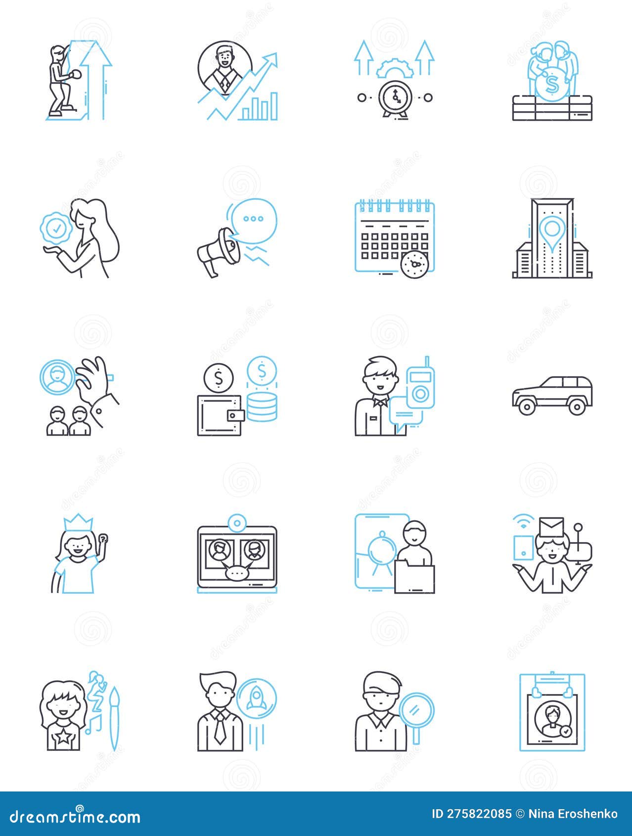 Position Linear Icons Set. Leadership, Management, Innovation ...