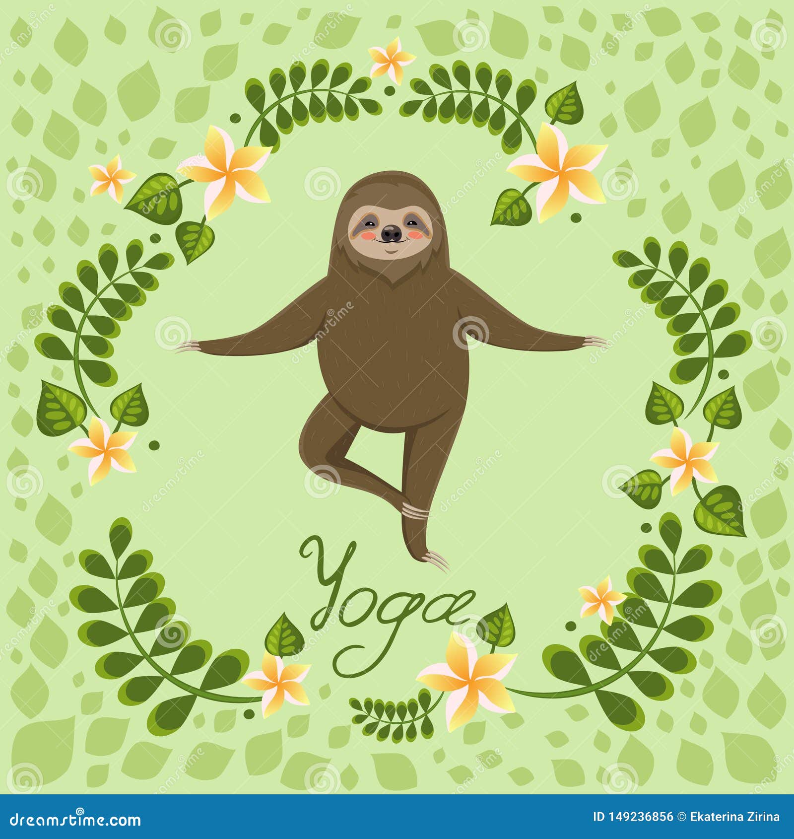 Position Mignonne De Paresse De Bande Dessine Dans La Pose De Yoga