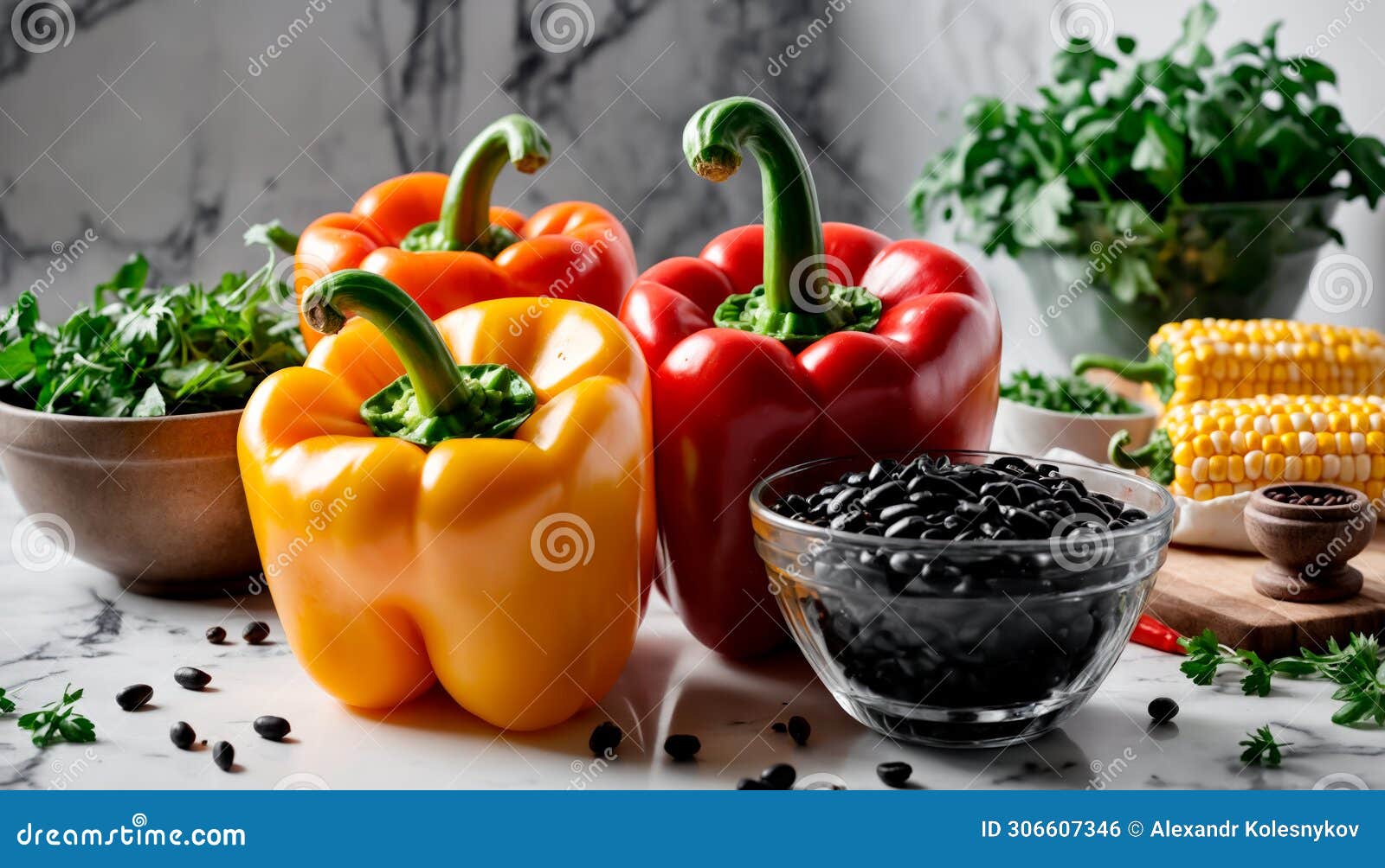 Vibrant Ingredients on Marble Tabletop. Generative AI Stock ...