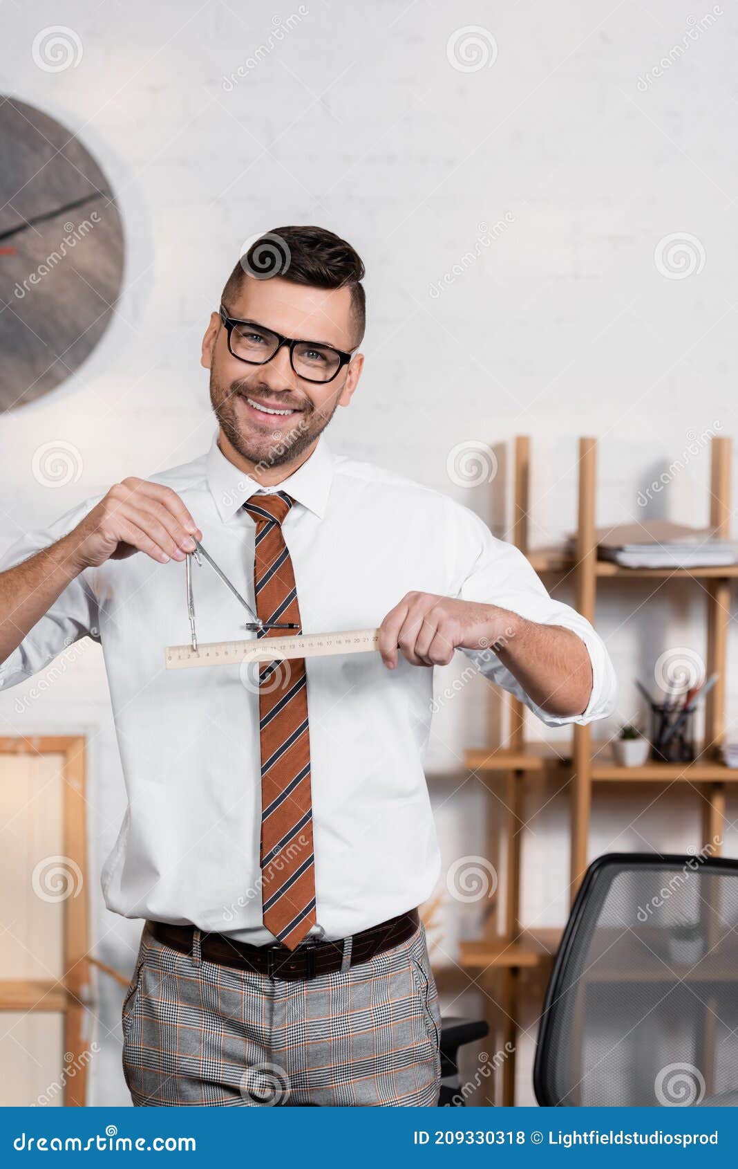 Positive Architect Looking at Camera while Stock Photo - Image of ...