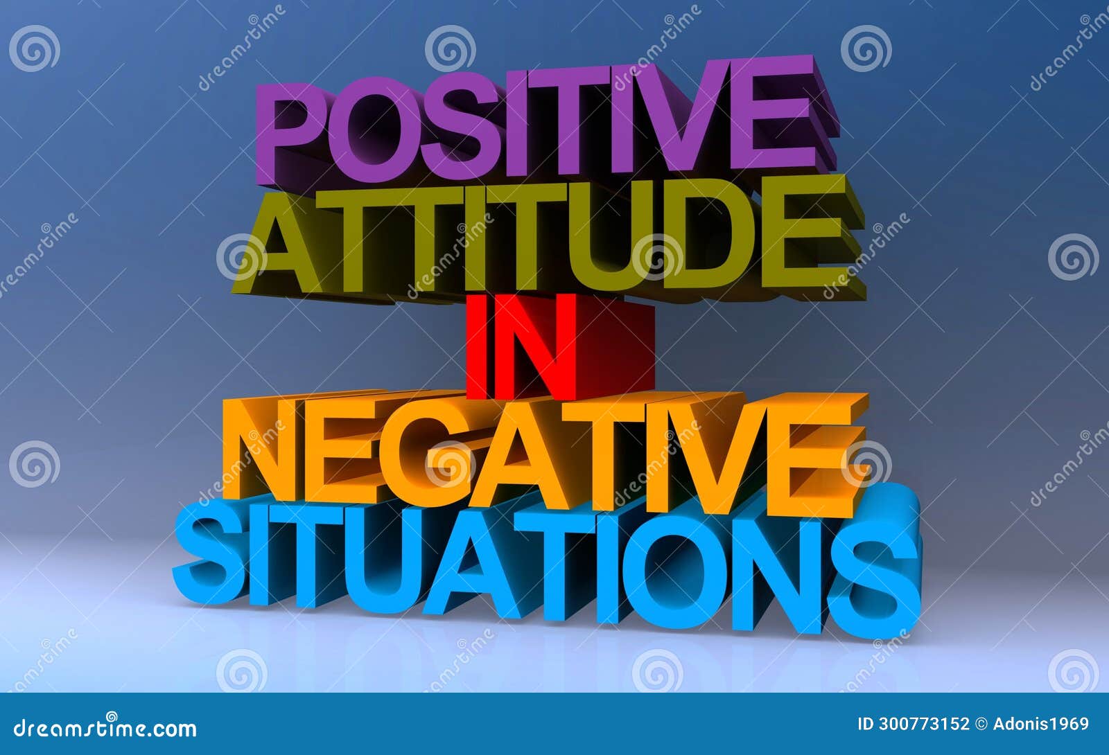 Positive Attitude in Negative Situations on Blue Stock Illustration ...