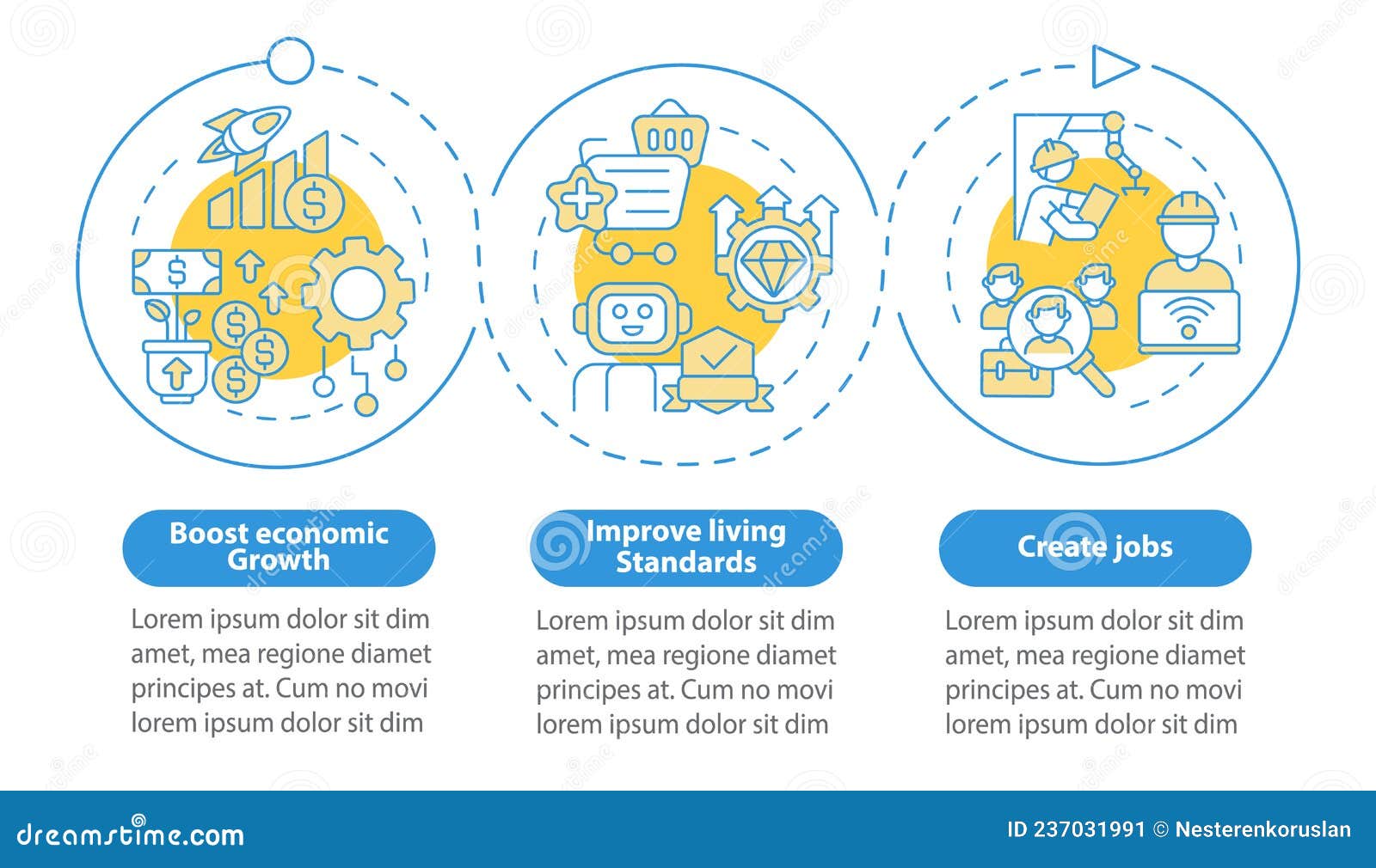 Positive Automation Impact Blue Circle Infographic Template Stock ...
