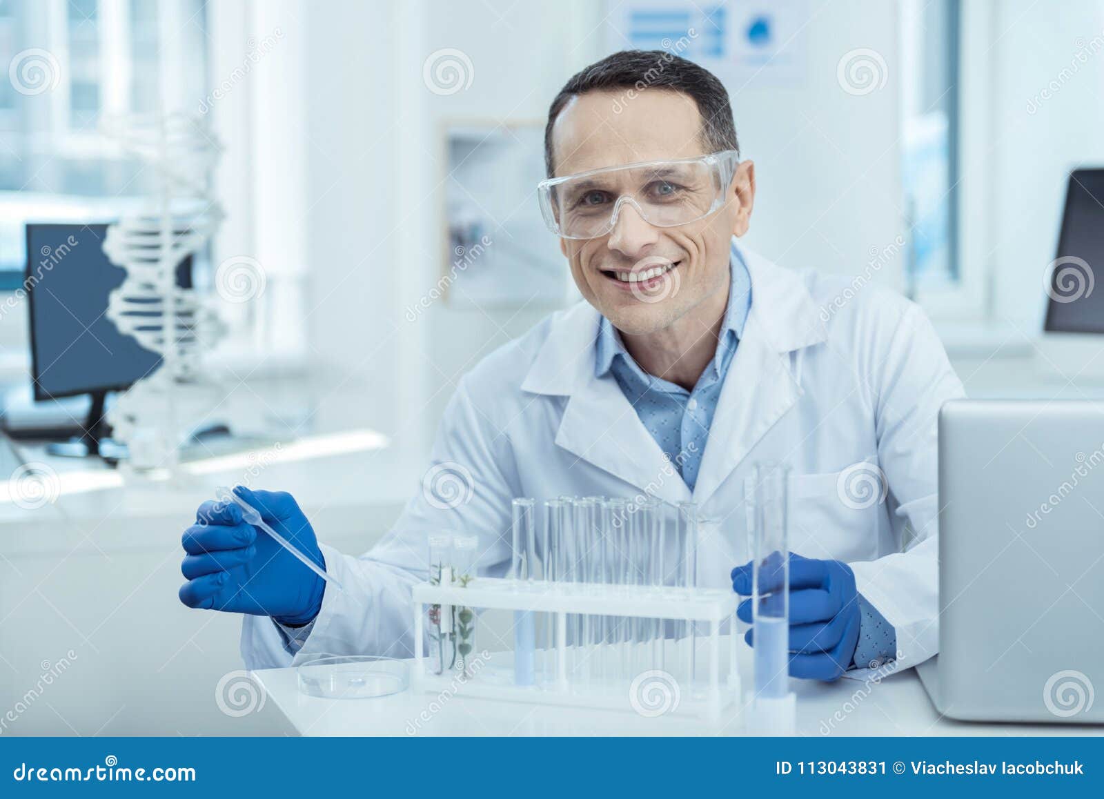 Positive Bioengineer Working in a Lab Stock Image - Image of medicine ...