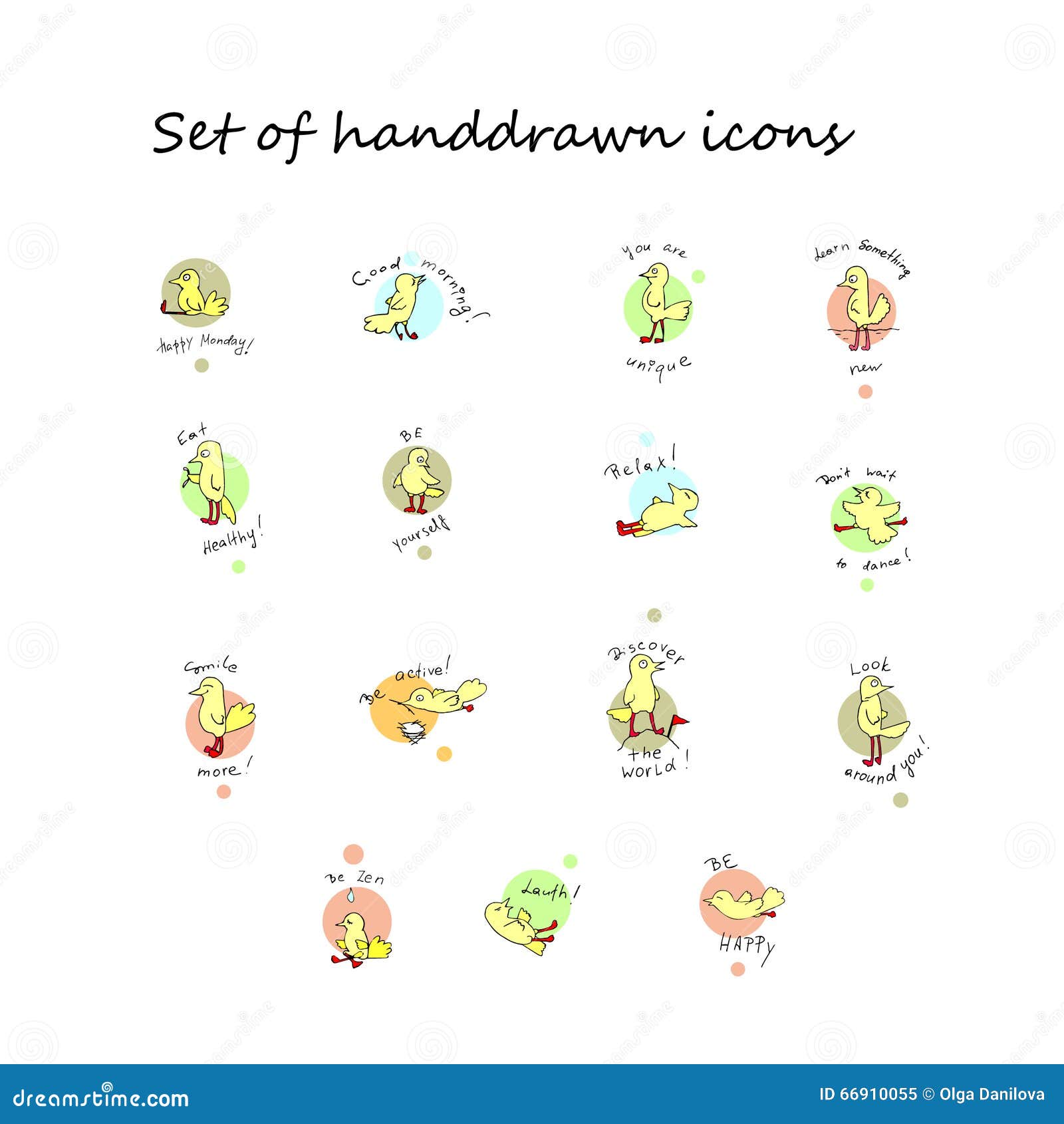 Positive bird. Icons. stock vector. Illustration of hand - 66910055