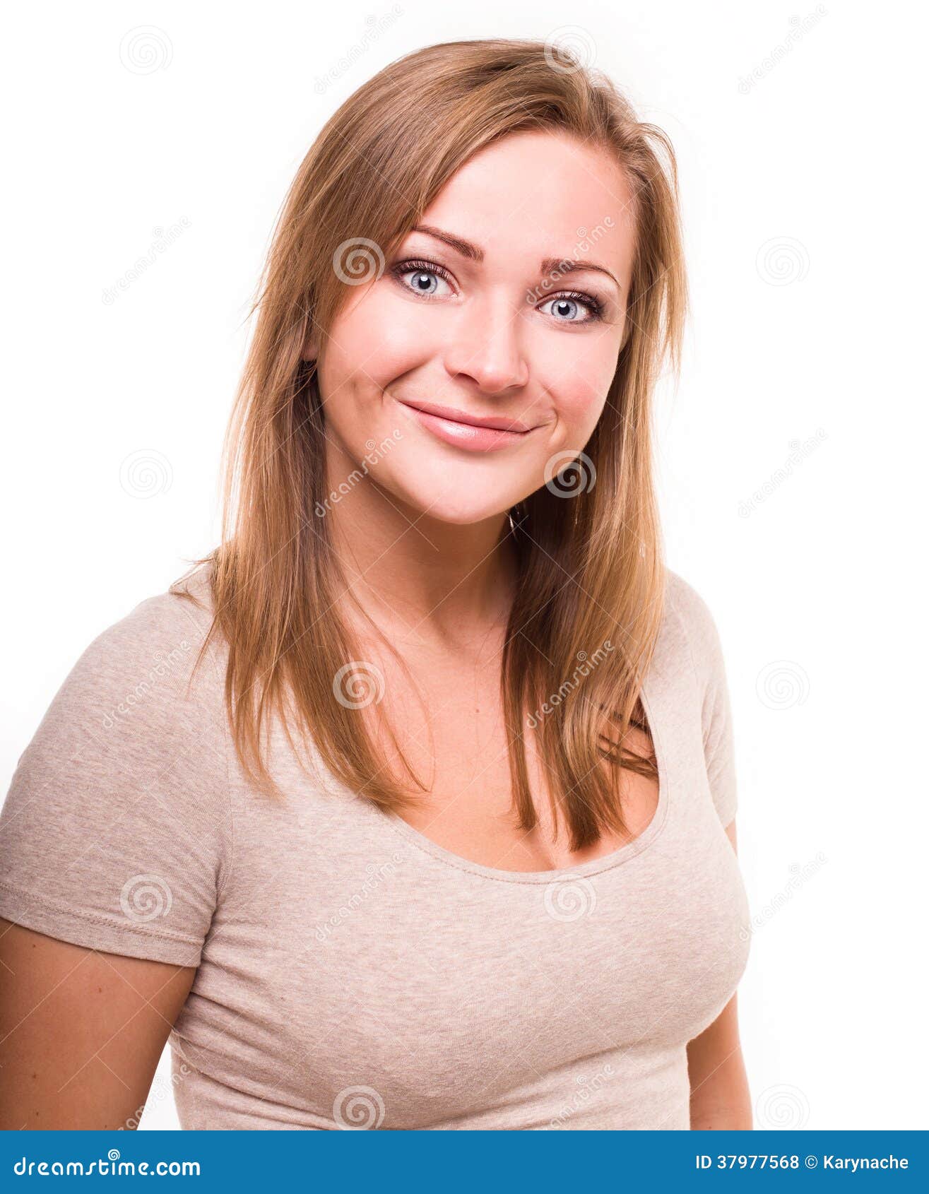 Positive Blond Woman on a White Background Stock Photo - Image of girl ...