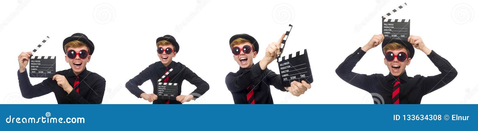 The Positive Boy with Clapper Board Isolated on White Stock Photo ...