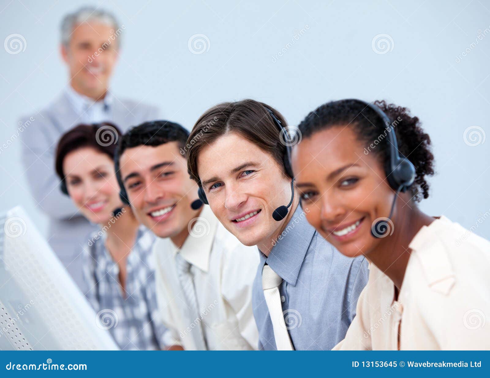 Positive Business People Working in a Call Center Stock Image - Image ...