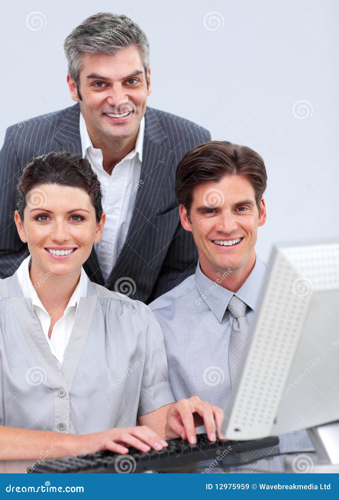 Positive Business Team Working at a Computer Stock Image - Image of ...