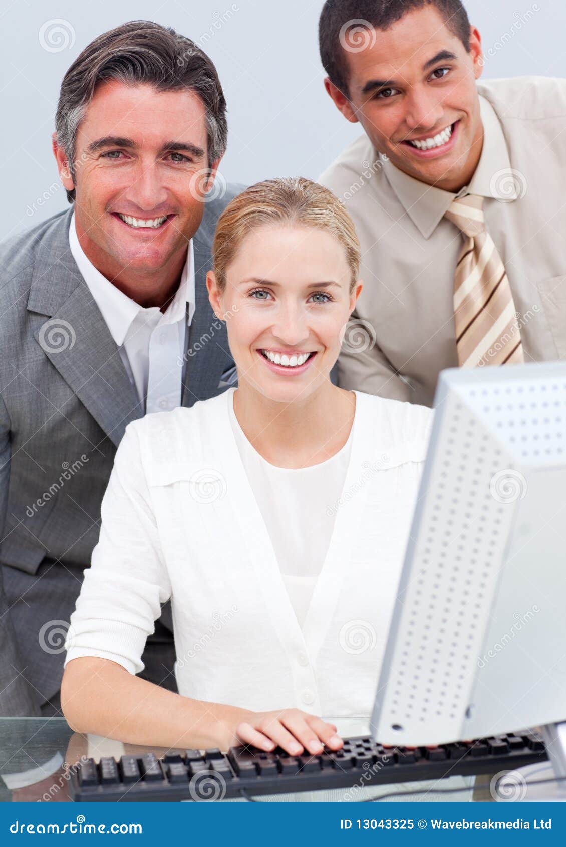 Positive Business Team Working at a Computer Stock Image - Image of ...