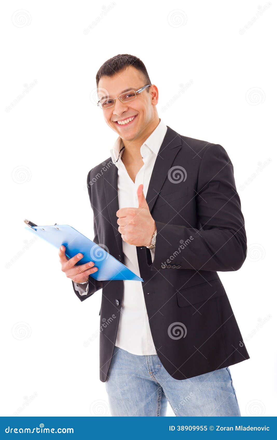 Positive Businessman with Notes and Pen Stock Image - Image of ...