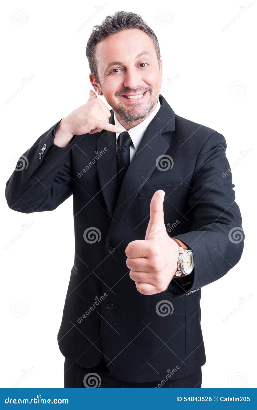 Positive Call Us and Thumb Up Gesture Stock Photo - Image of aprove ...