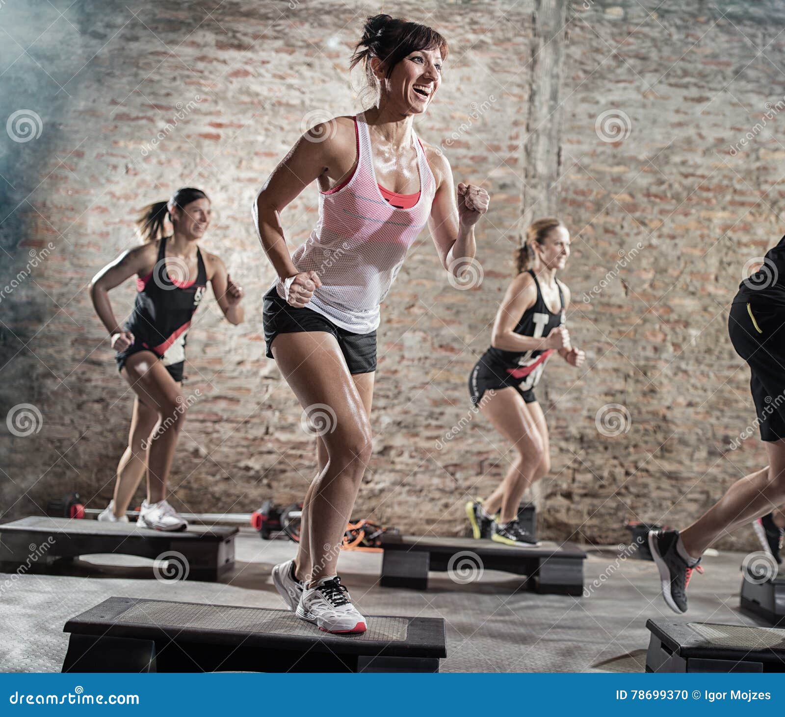 Positive and Cheerful People Doing Exercise Stock Photo - Image of ...