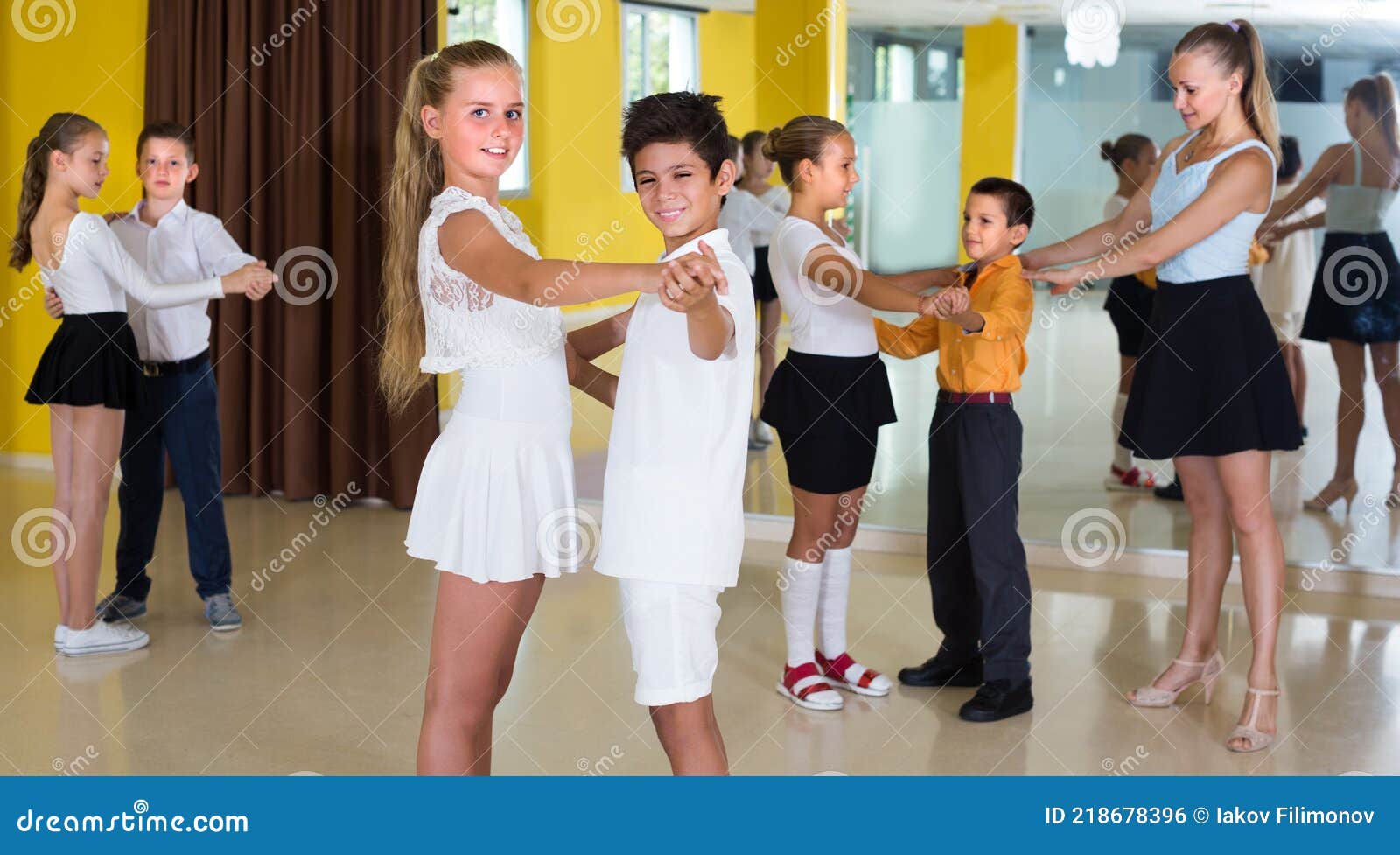 Positive Children are Dancing Tango Stock Photo - Image of pair ...