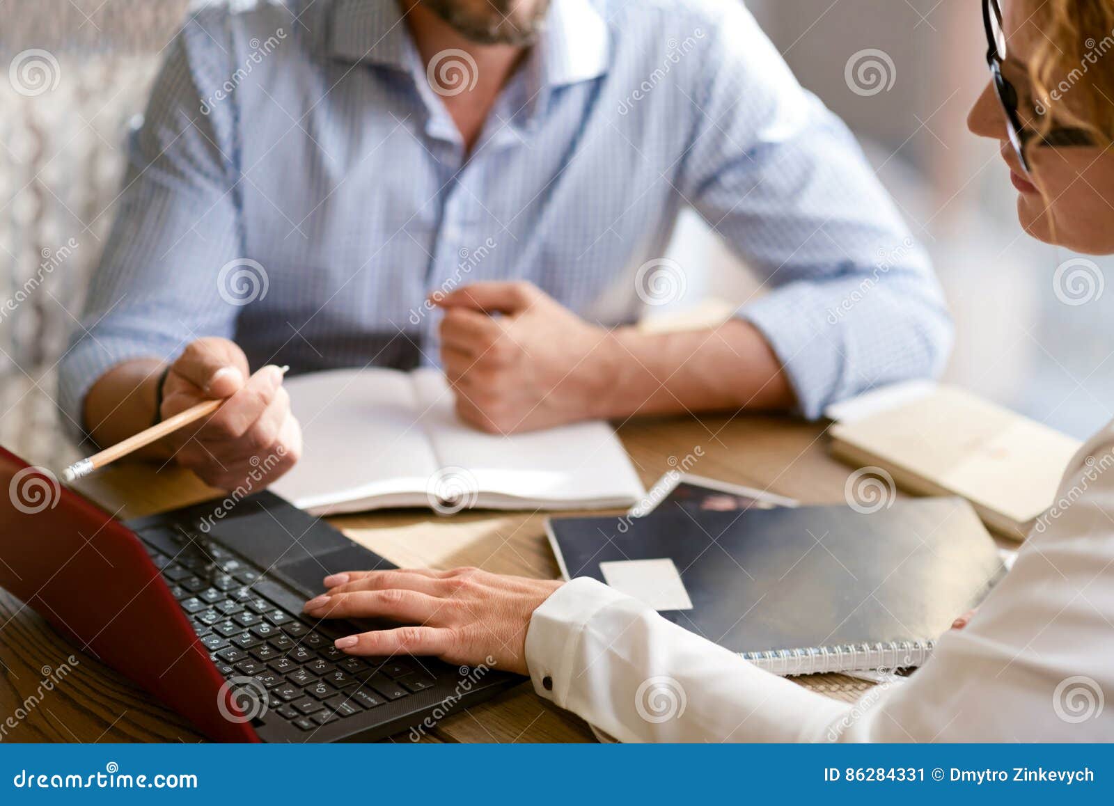 Positive Collaborators Creating the Project in the Cafe Stock Image ...