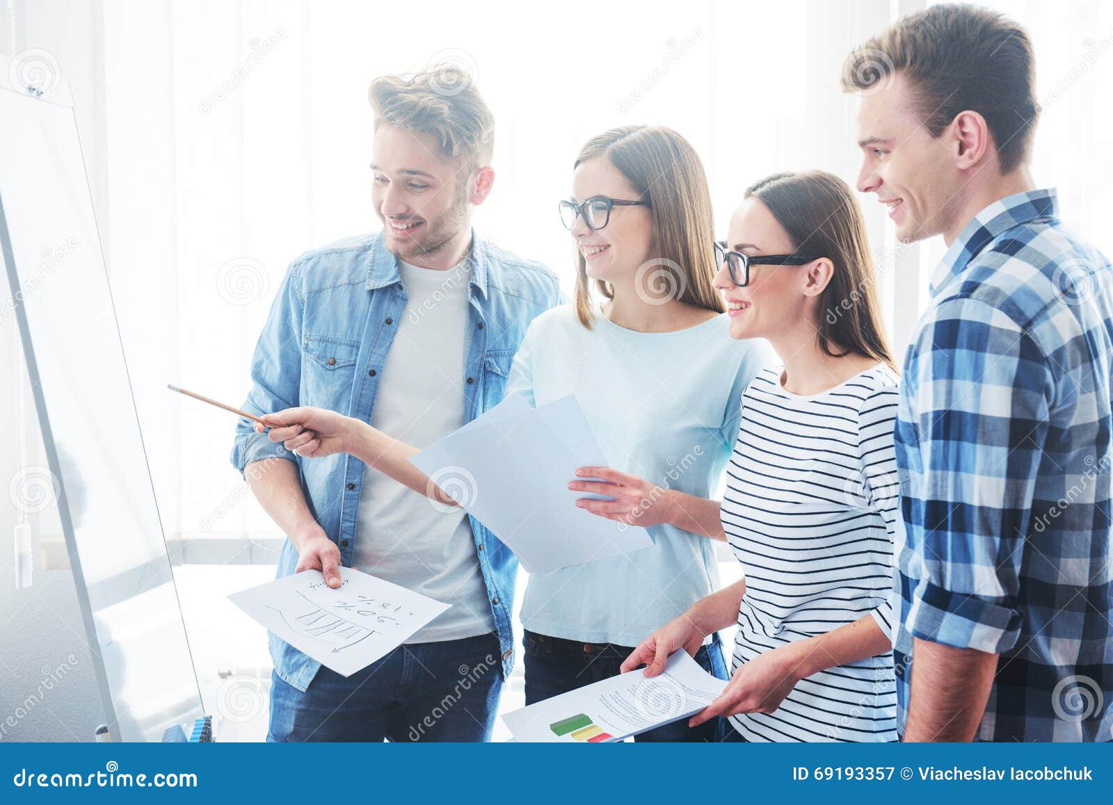 Positive Colleagues Working on the Project Stock Image - Image of ...