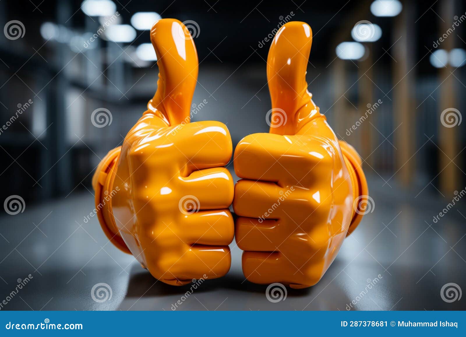 Positive Commitment, Workers Gloved Hand Forms Thumbs Up, Representing ...
