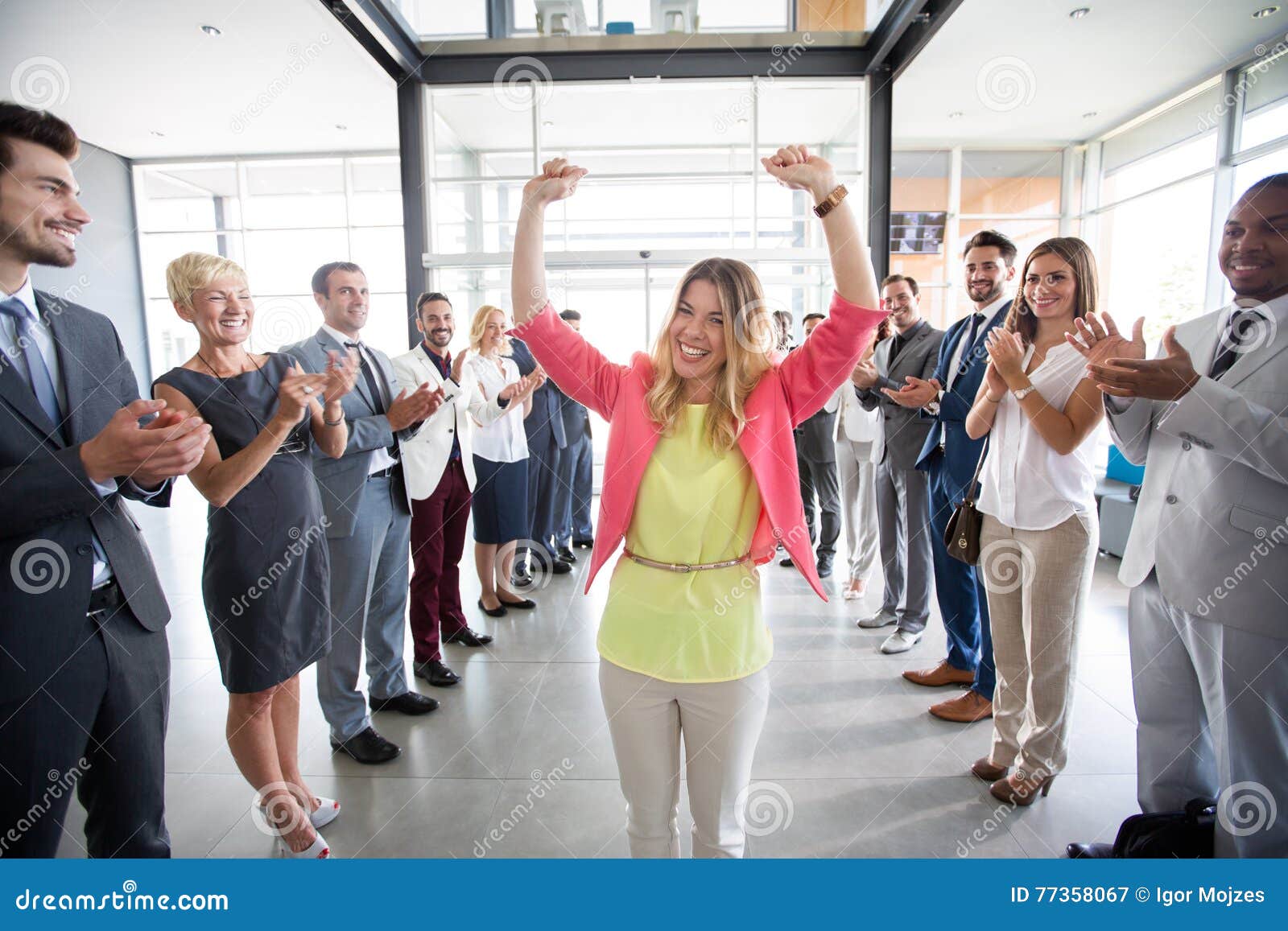 Positive Confident Leader Congratulations Employer Stock Image - Image ...
