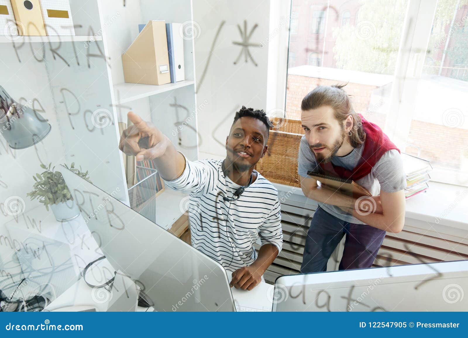 Skilled Software Engineers Discussing Coding Algorithm Stock Image ...