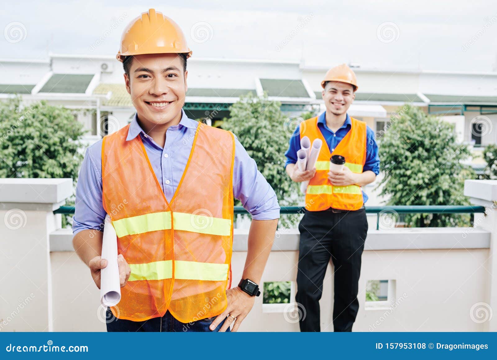 Positive Construction Workers Stock Photo - Image of engineer, standing ...