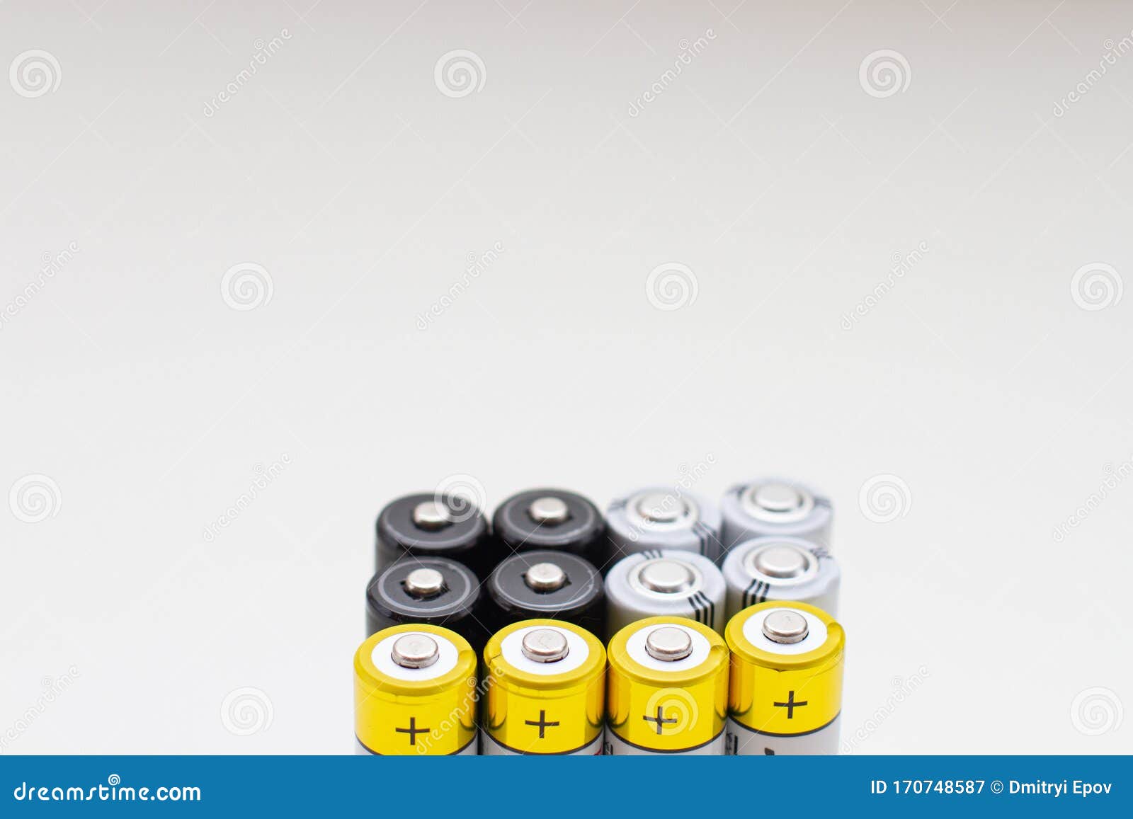 Positive Contacts Side of Finger AA Batteries Stock Image - Image of ...
