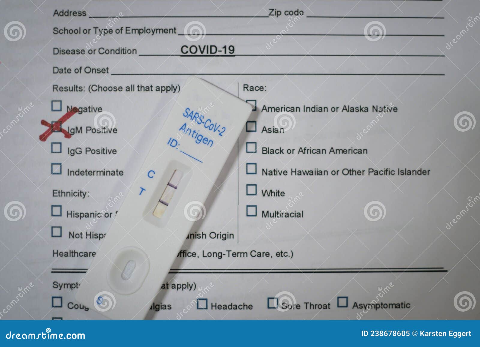 A Positive Corona Covid-19 Rapid Test is on a Test Form Stock Image ...