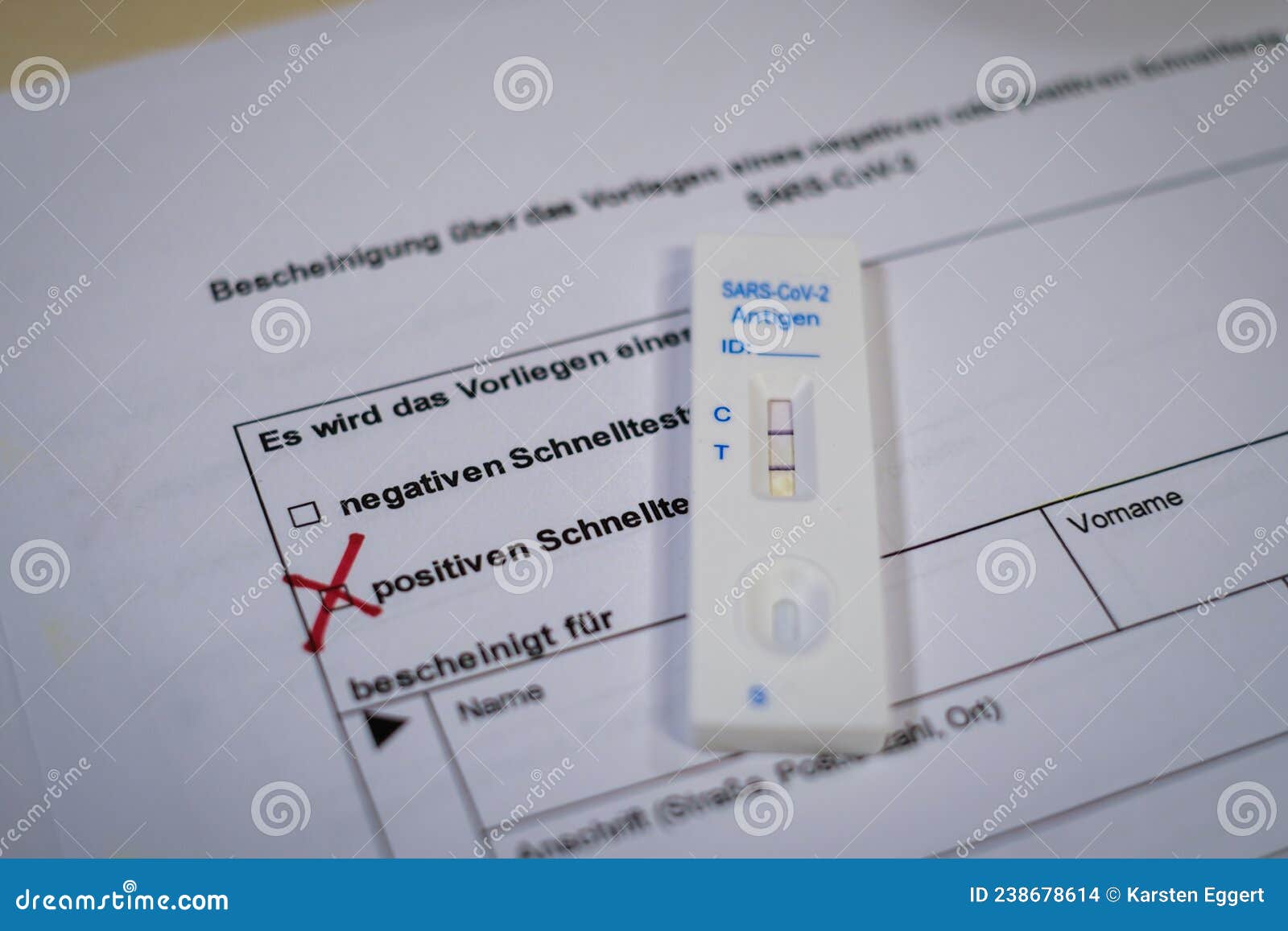A Positive Corona Covid-19 Rapid Test is on a Test Form Stock Photo ...
