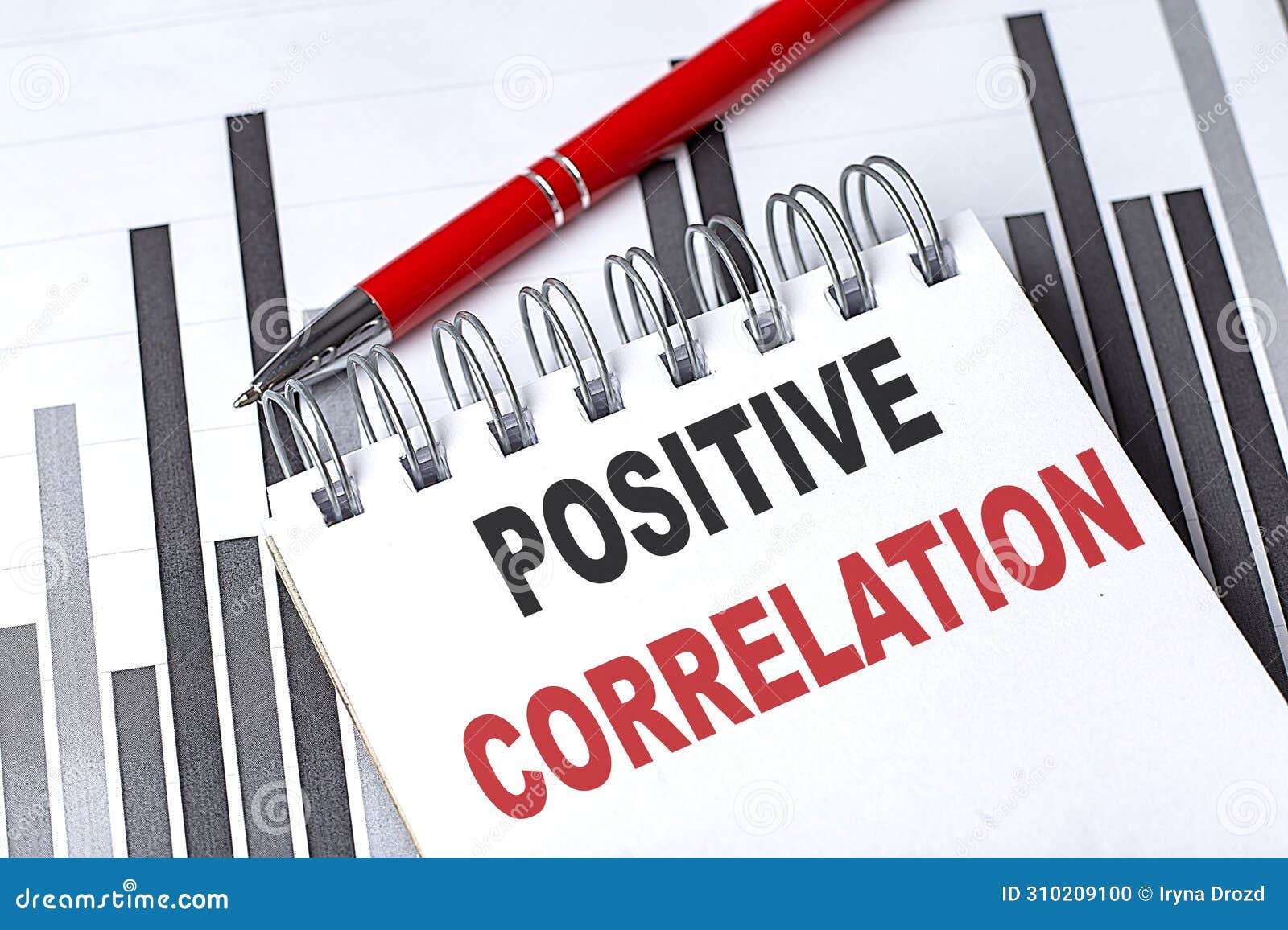 POSITIVE CORRELATION Text Written on Notebook with Pen on Chart Stock ...