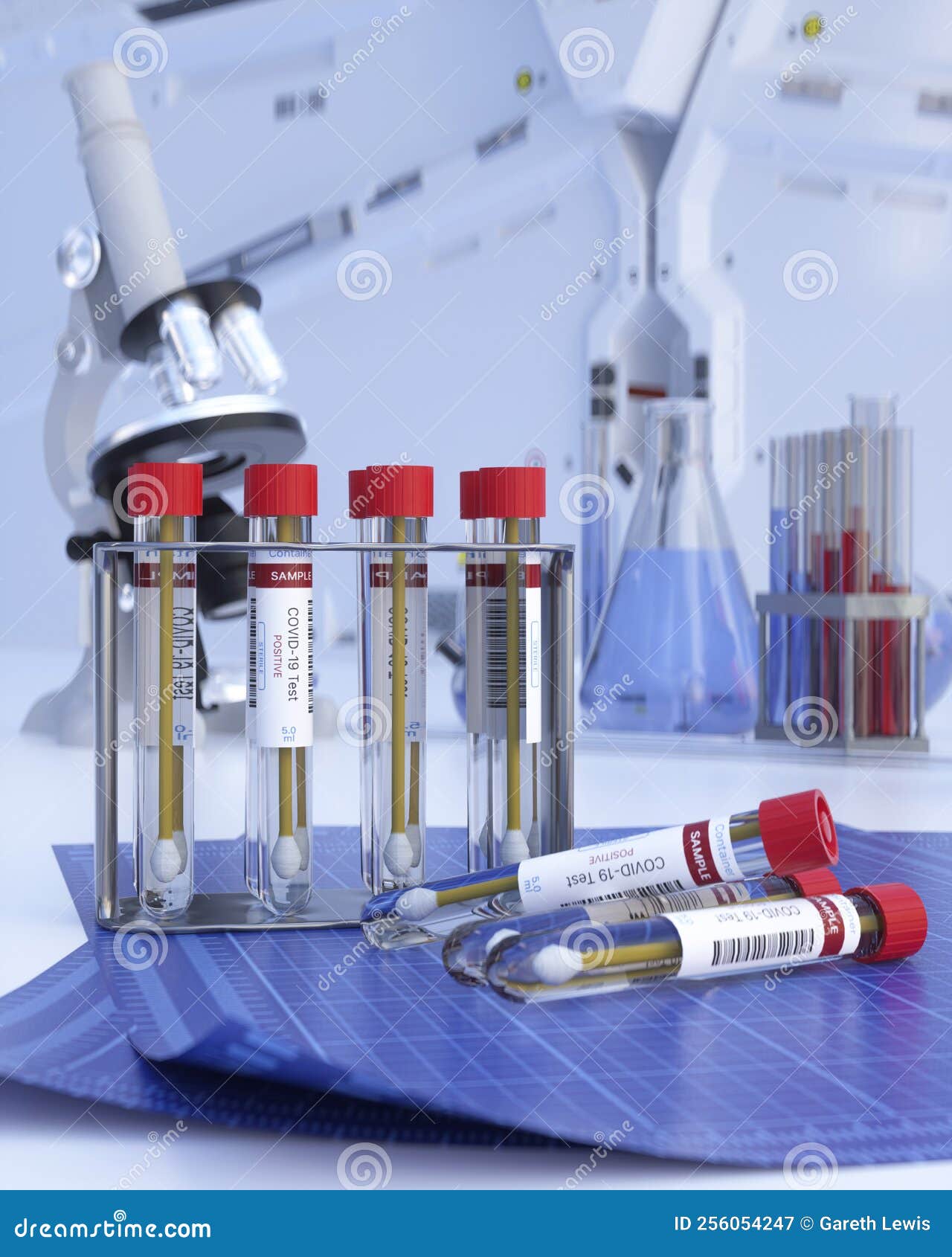 Positive Covid-19 Test Tubes in a Laboratory 3d Render Stock ...