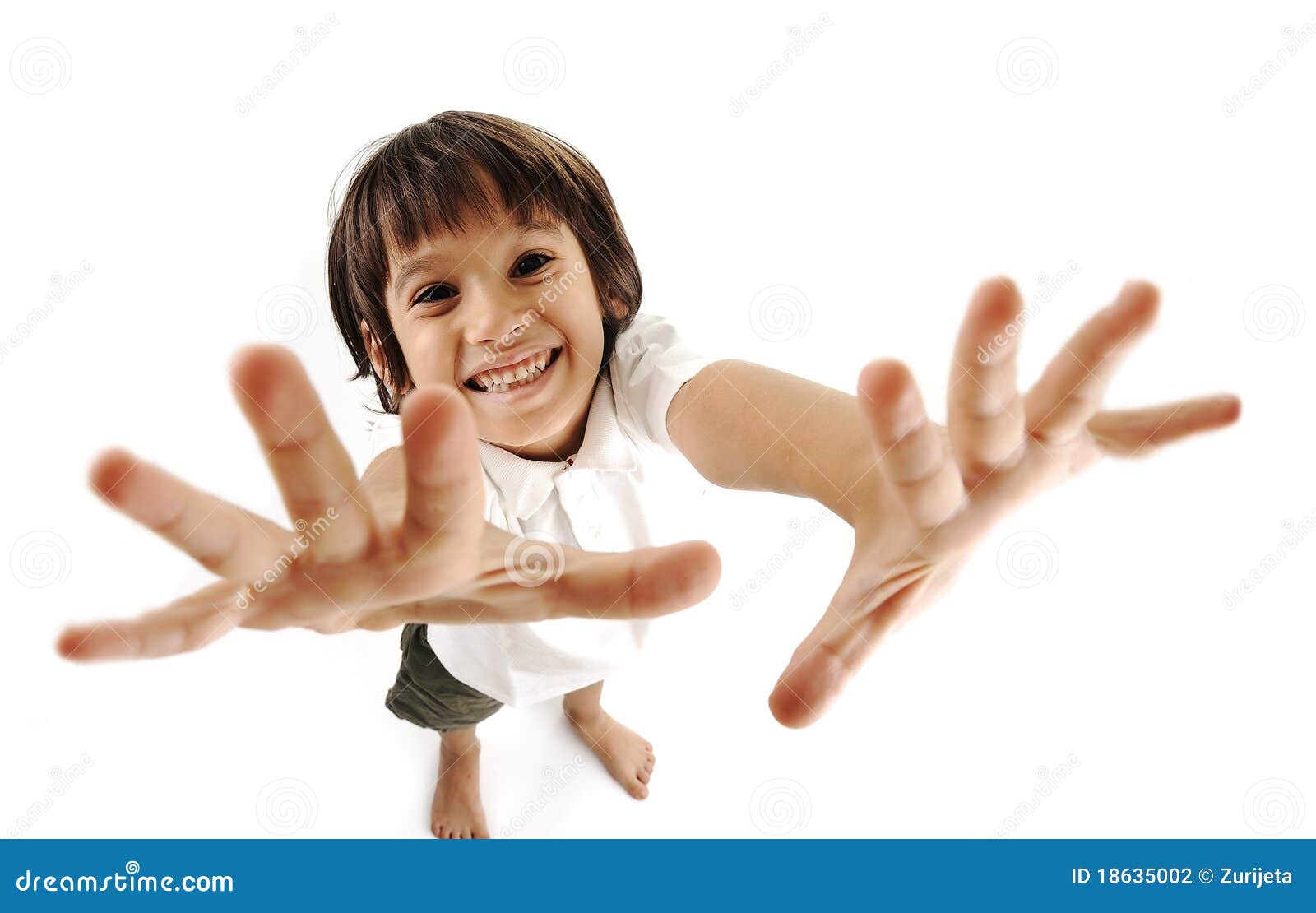 Positive cute kid trying stock photo. Image of happiness - 18635002