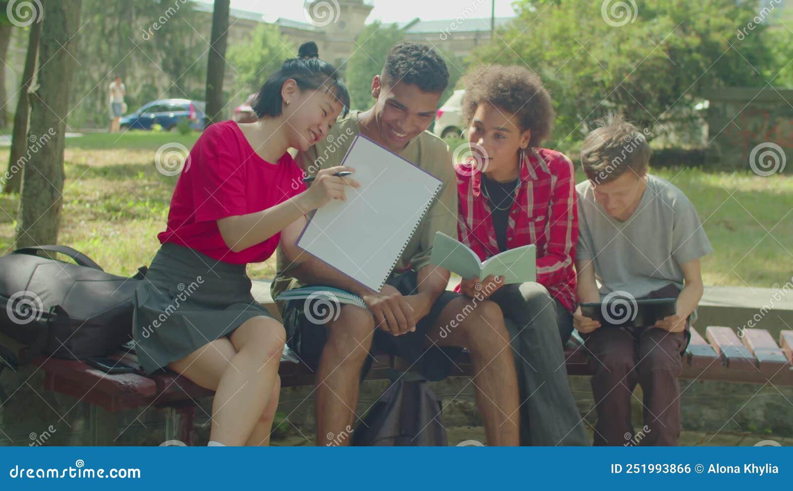Positive Diverse Multicultural College Students Studying Together in ...