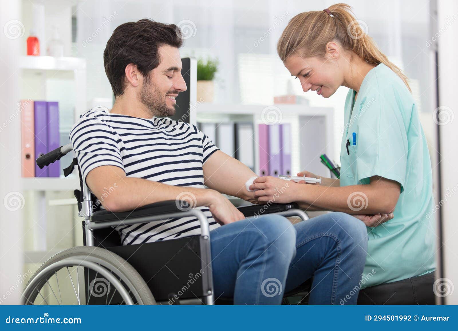 Positive Doctor and Patient on Wheelchair Stock Photo - Image of ...