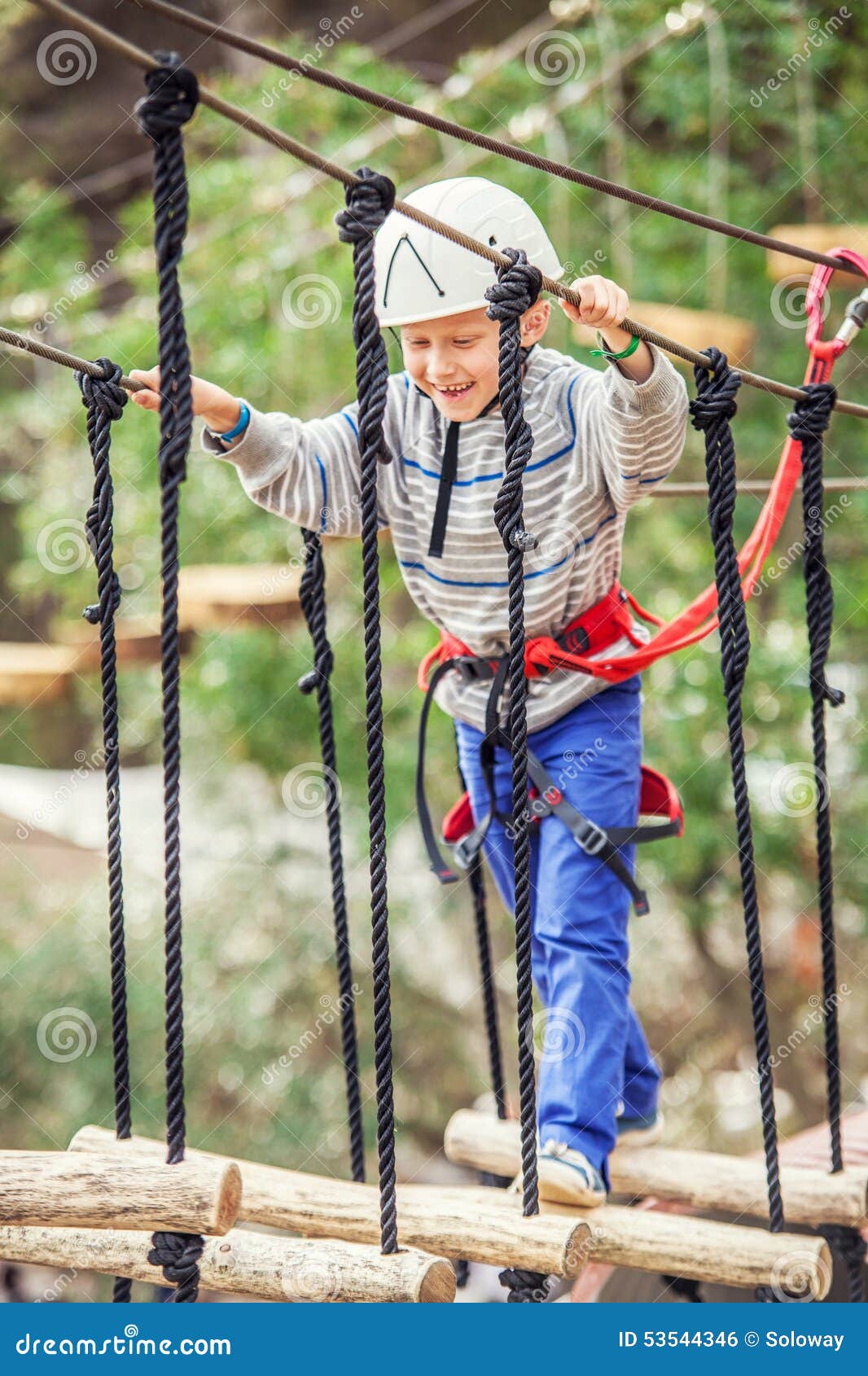 Positive Emotion Child on the Air Rope Track Stock Photo - Image of ...