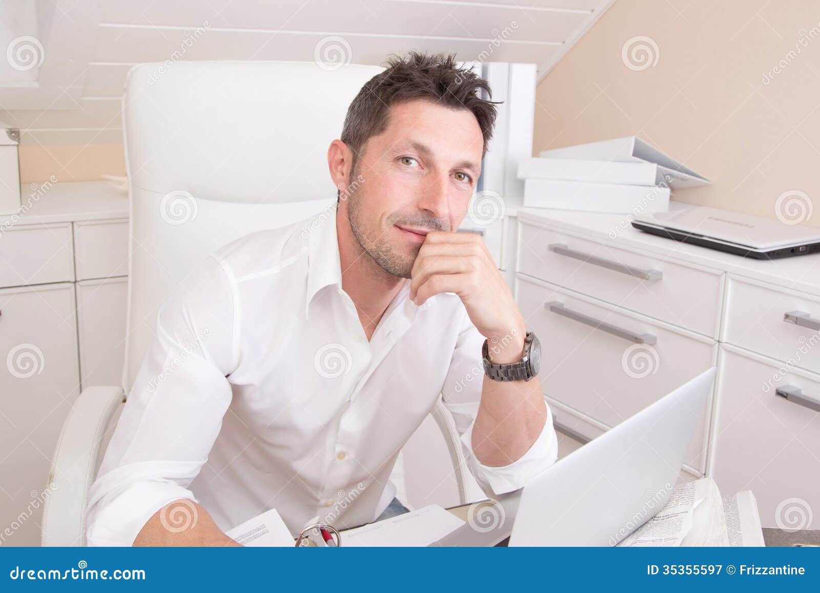 Positive employee stock image. Image of looking, career - 35355597