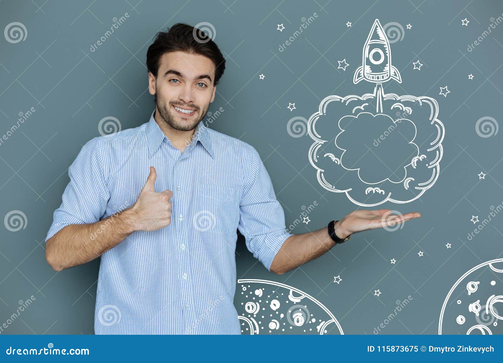 Positive Engineer Smiling While Thinking About Rocket Construction ...