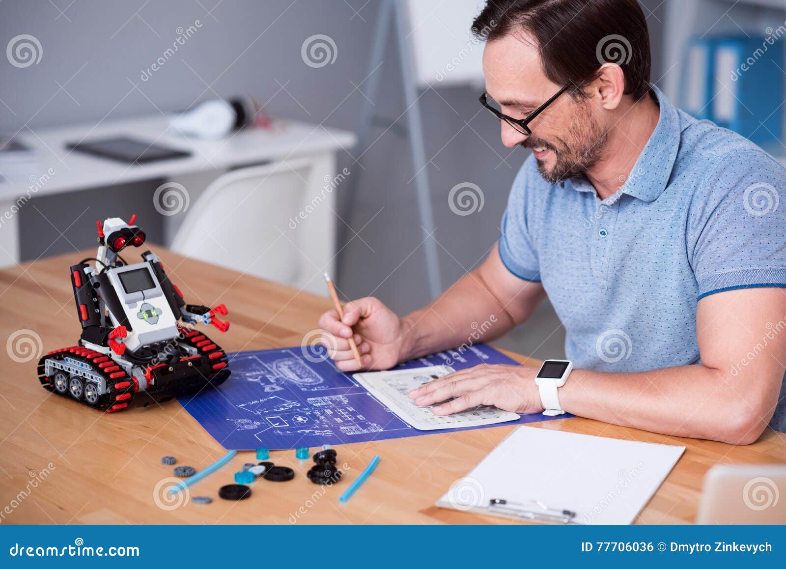Positive Engineer Working on the Project Stock Photo - Image of ...