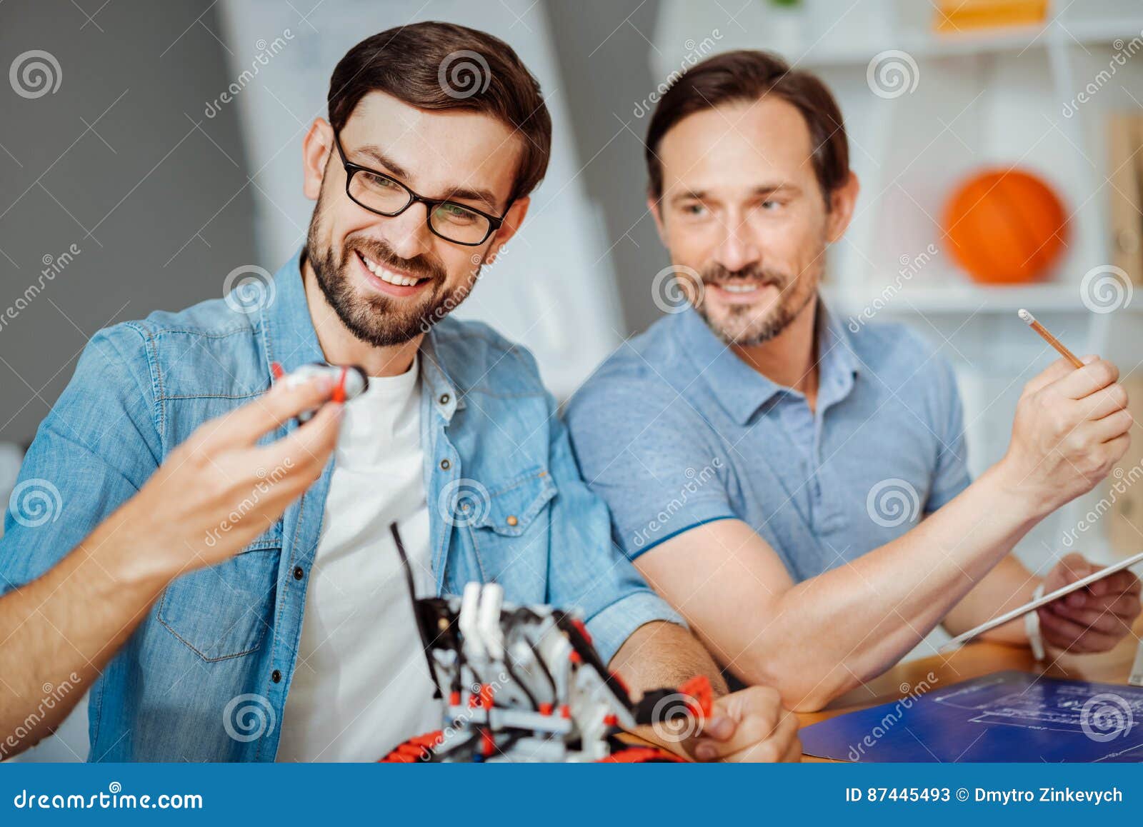 Positive Engineers Testing Robot Stock Image - Image of assembling ...